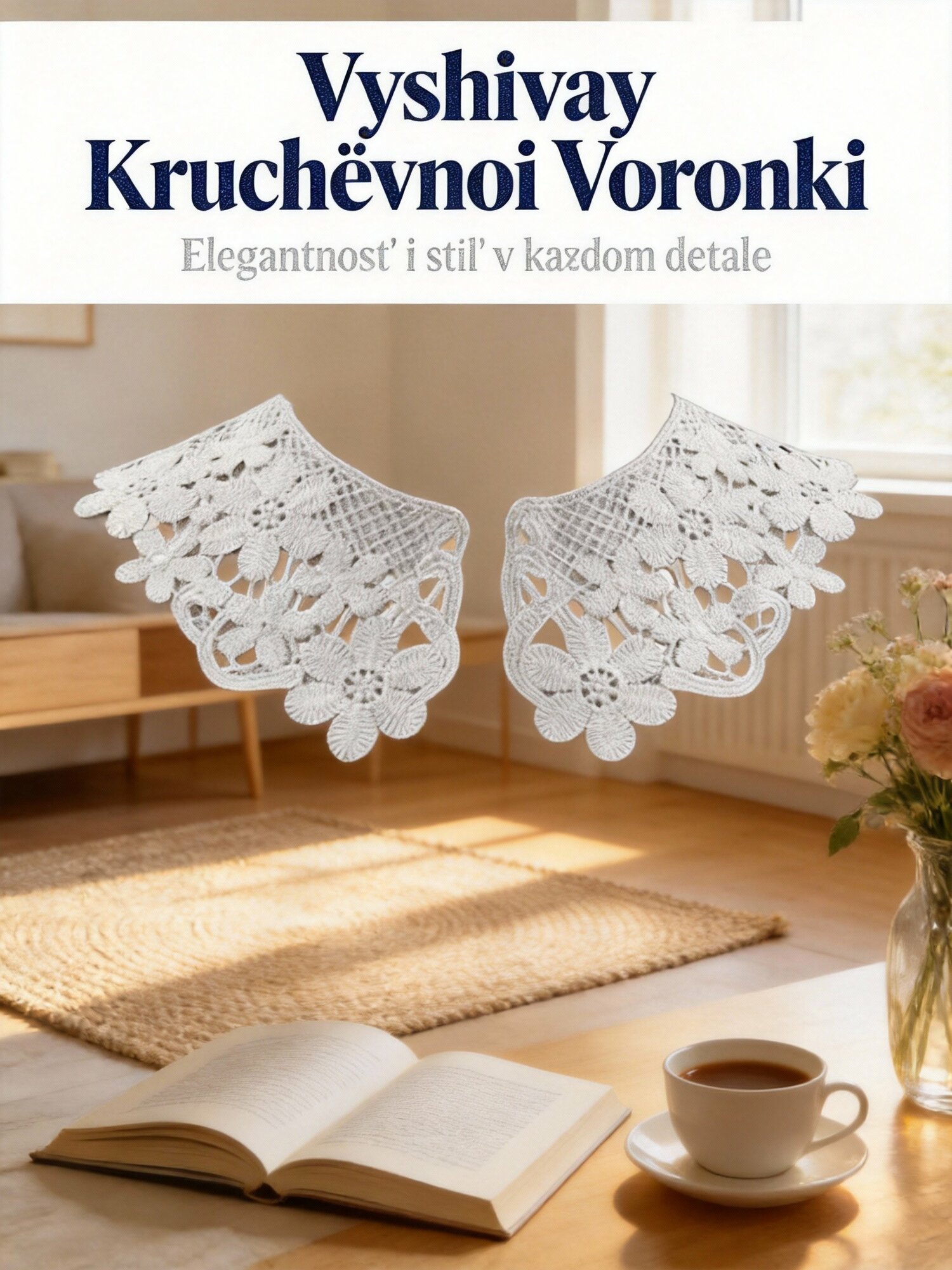 Вышитый кружевной воротник, пара из полиэстеровой нити для декора одежды и DIY шитья, элегантный декоративный аксессуар размером 32 см x 9 см