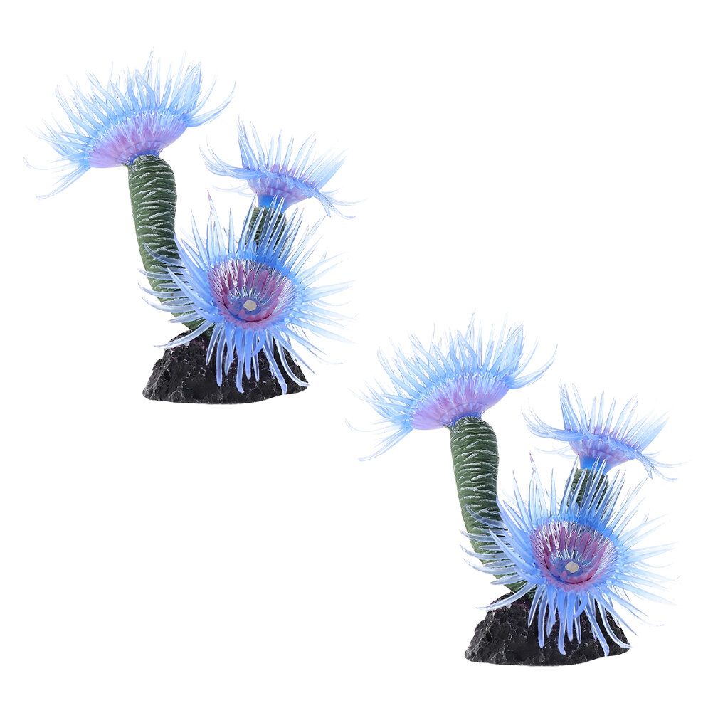 Декоративные элементы для аквариума: мягкие кораллы, искусственная смола (MI202 синий), 2 шт.