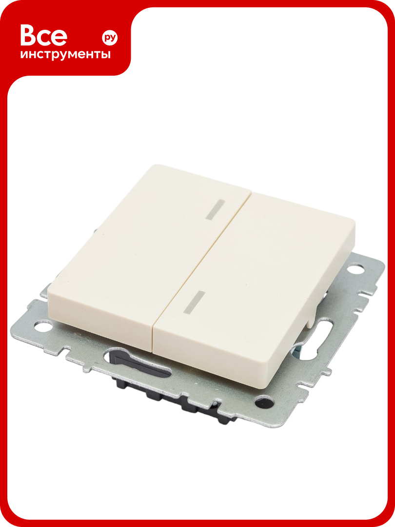 2-клавишный выключатель IEK Brite с индикацией 10а вс10-2-1-бркр бежевый BR-V20-1-10-K10