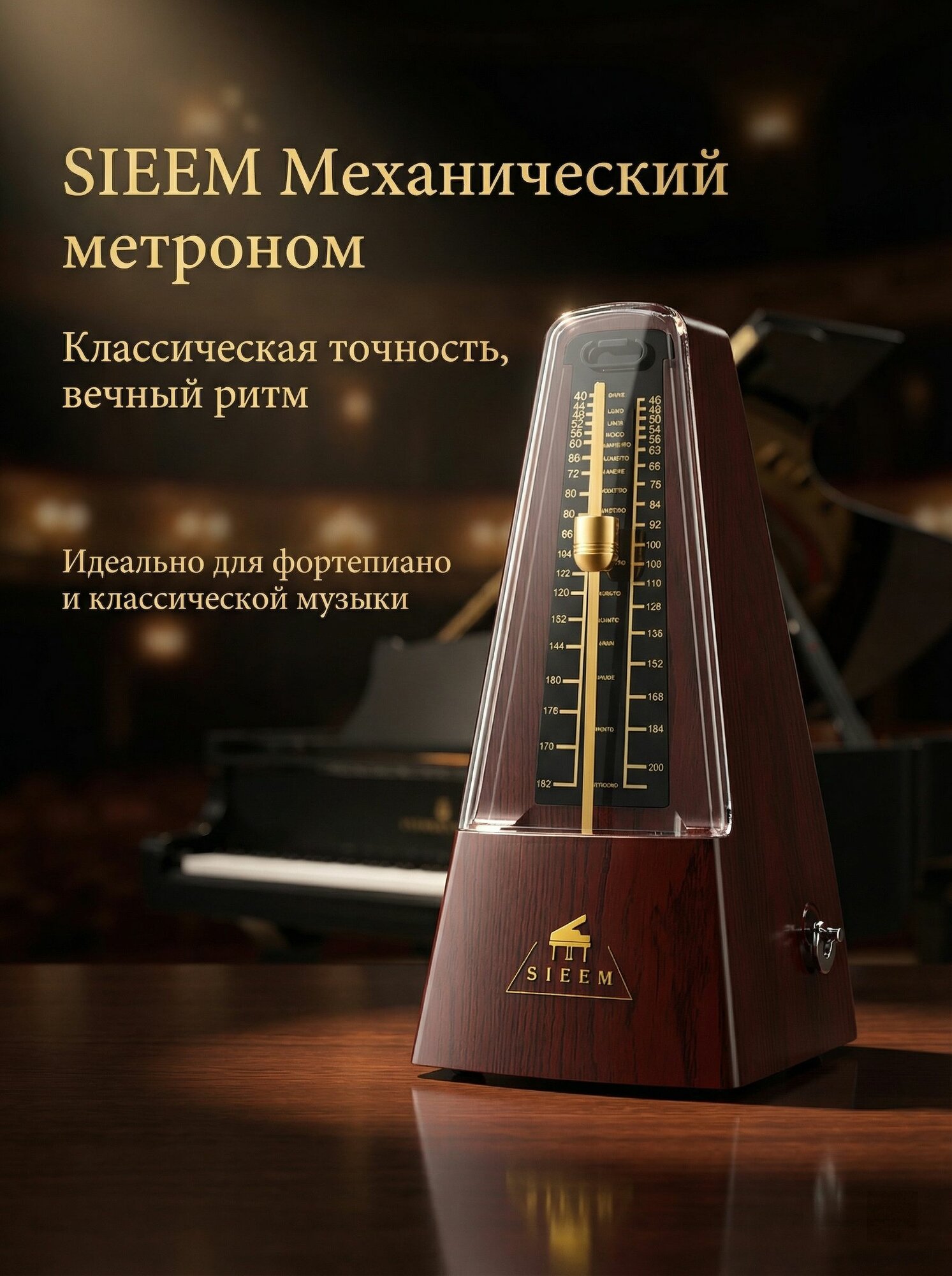 Метроном механический маятниковый для музыканта JPQ-1 для музыкальных занятий для тренировки ритма для установки темпа