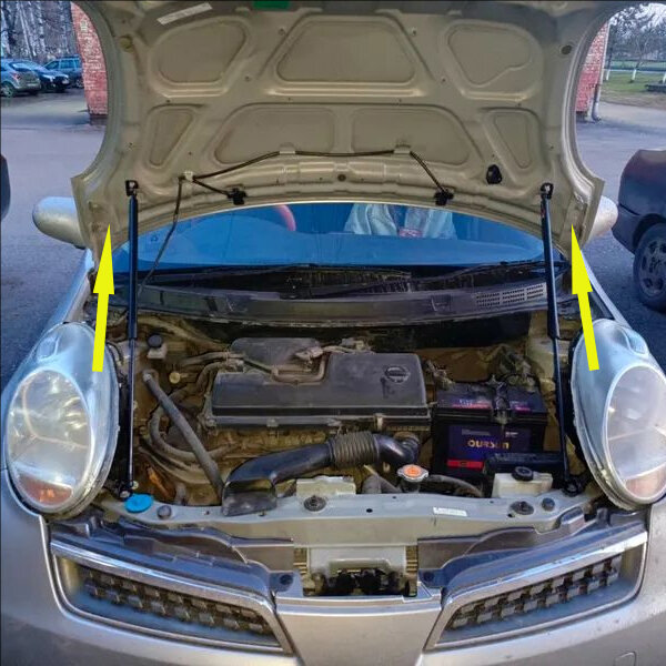 Газовые упоры капота для Nissan Micra March K12 2002-2010 "Амортизаторы" Ниссан Микра март 2 шт Автозапчасти