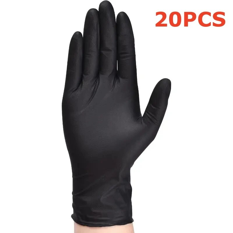 Черные нитриловые перчатки XL, 20 шт