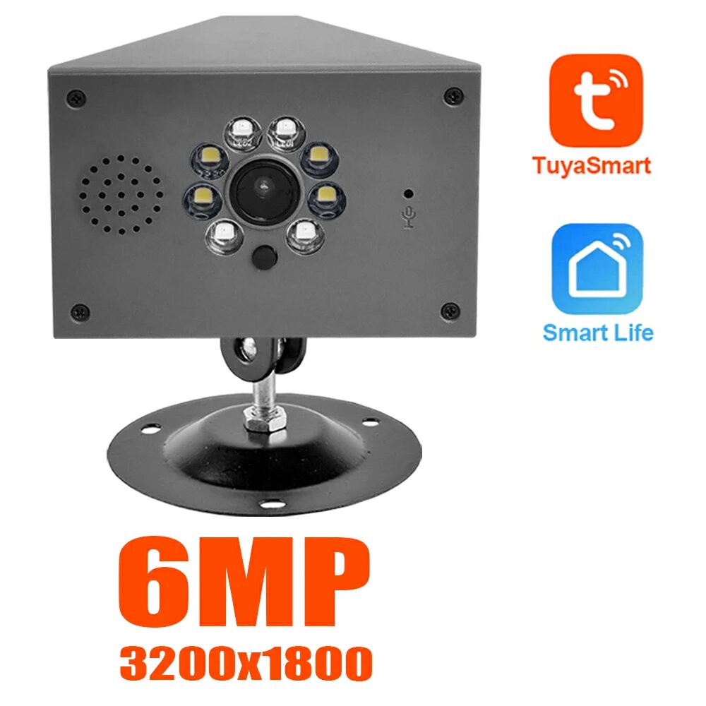 Камера безопасности Tuya Smart 6MP беспроводная со встроенной поддержкой WiFi, универсальная монтажная конструкция для окон и аквариумов, мониторинг с ночным зрением, угловой, двухсторонний аудио-