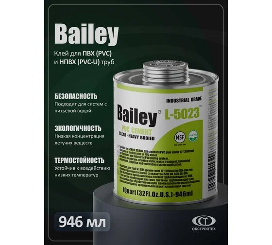 Клей для труб ПВХ больших диаметров AQUAVIVA Bailey L-5023