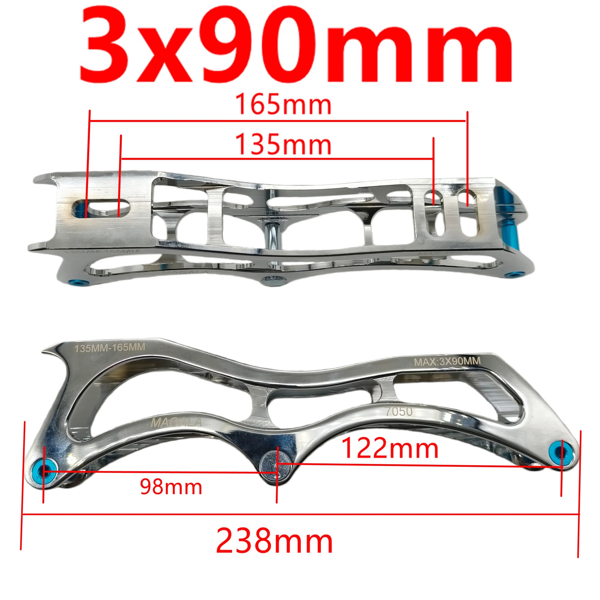 Кронштейн для роликов MCgala 3x90mm silver