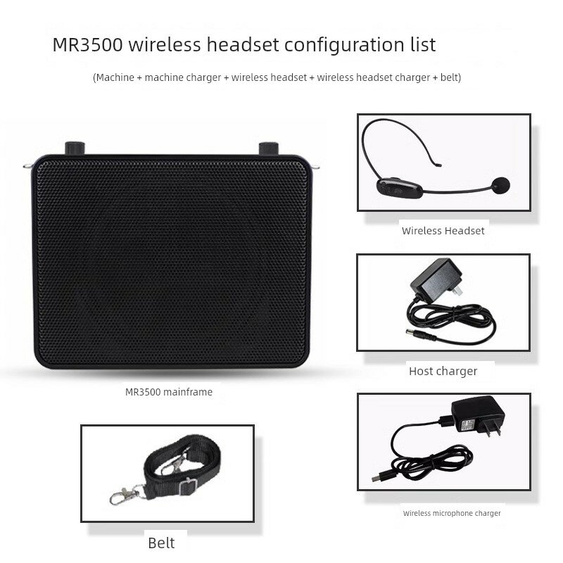 AKER MR3500W беспроводной Bluetooth усилитель для обучения с беспроводными наушниками, черный