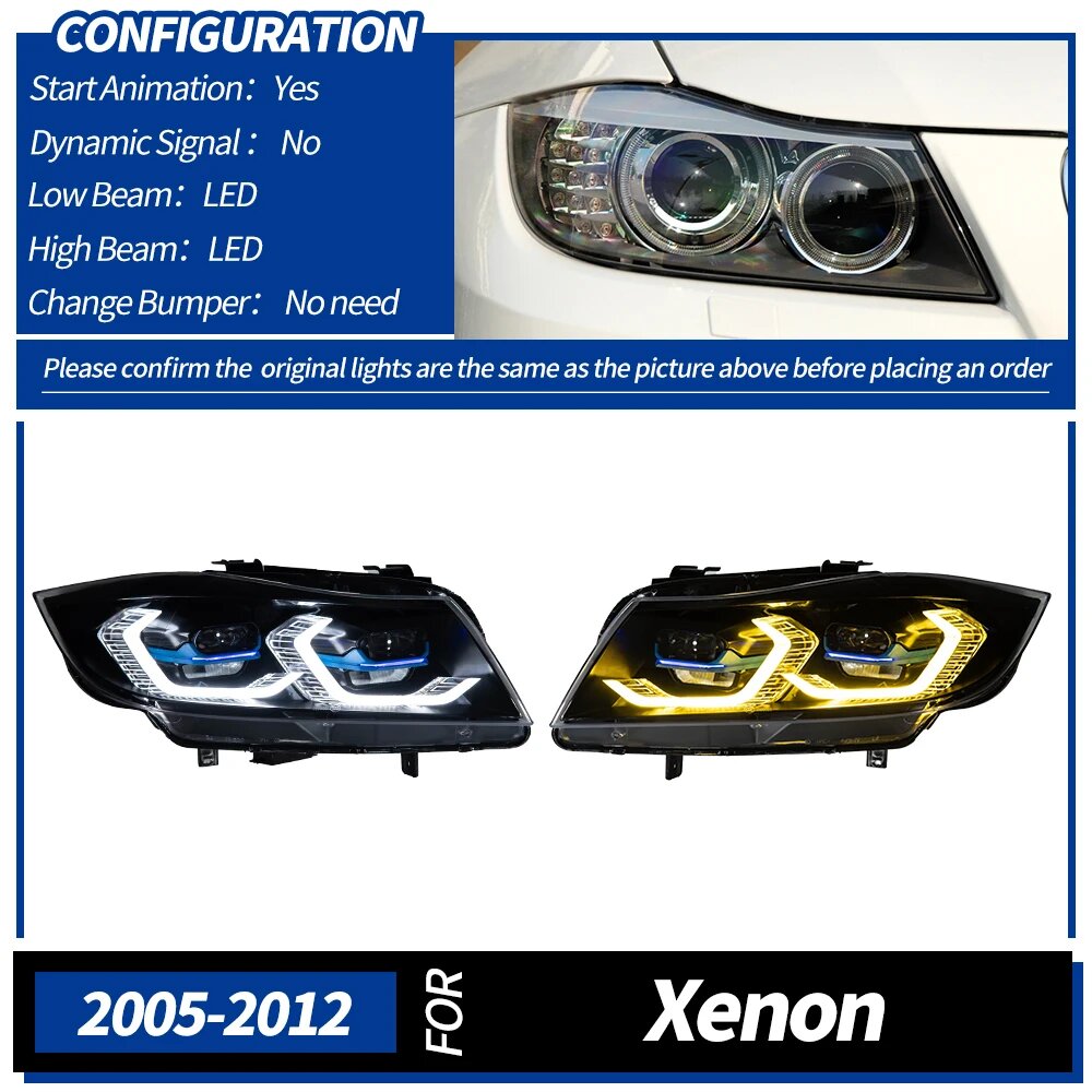 Фара AKD для BMW E90 LED Фара 2005-2012 Фары 320i 325i 318i Дневной ход Сигнал поворота Дальний свет Проекторный линза
