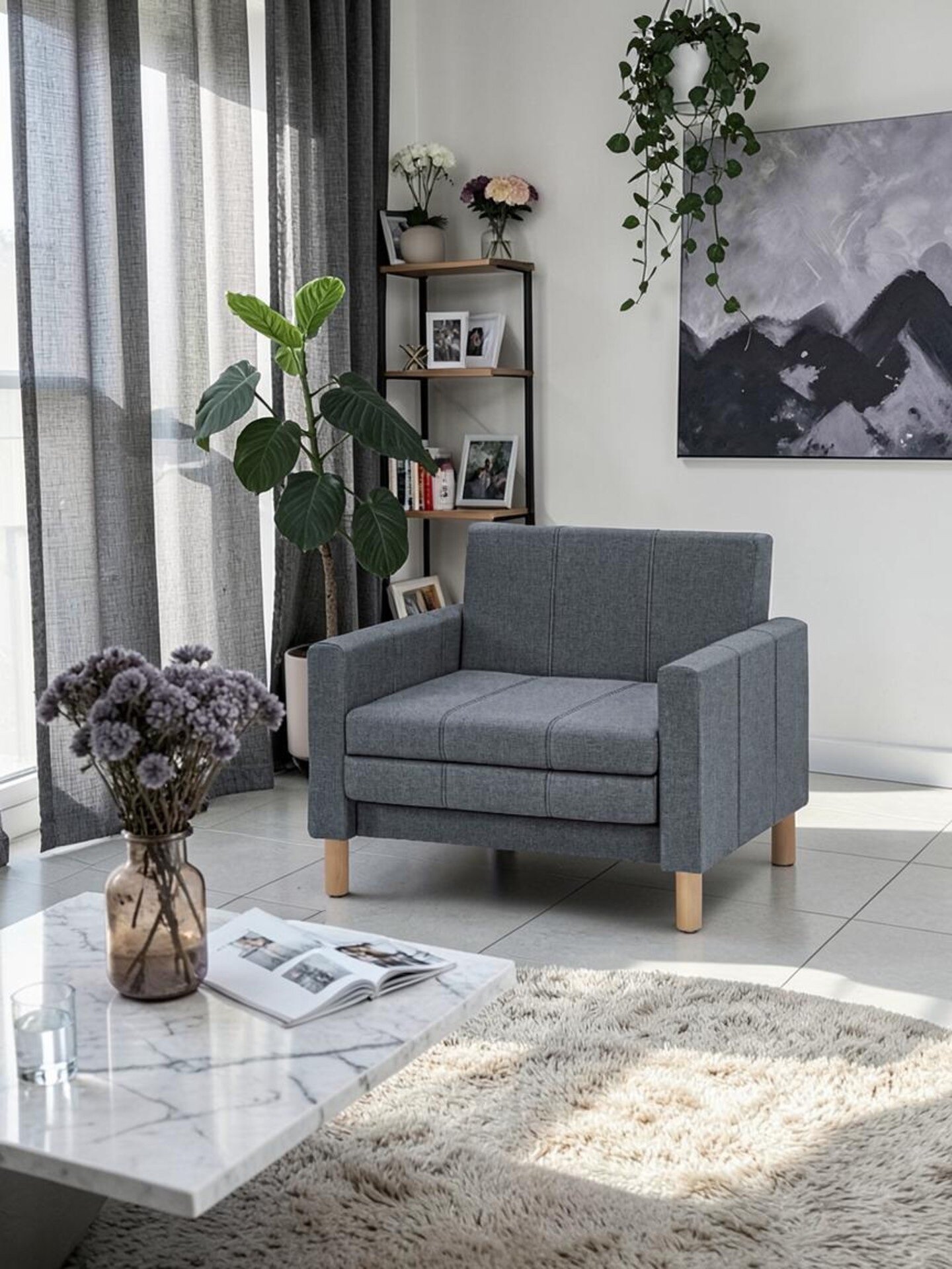 Кресло-кровать Уют Лайт Strong Plus 10 NEW 91x76x81 см, серый Рогожка, выкатной GOODFORM