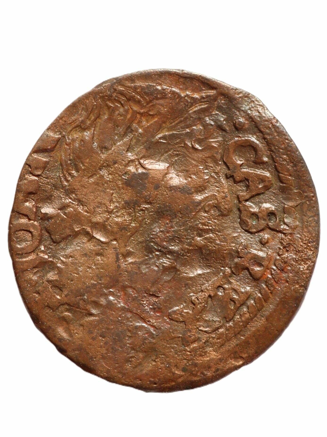 Подлинная монета 1 Солид (боратинка) 1660-1666 г Речь Посполитая, Ян II Казимир
