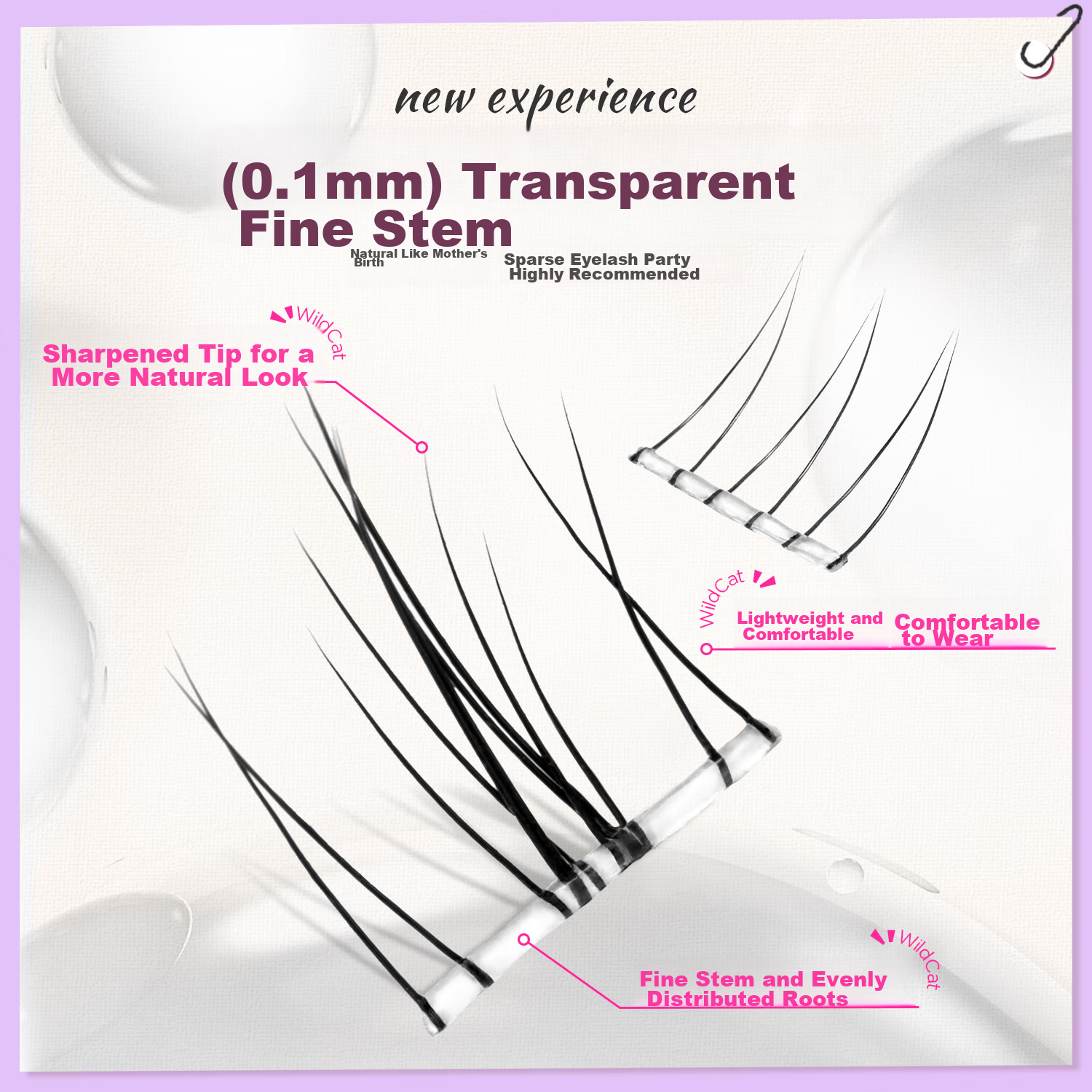 Xingyuanxiansheng Self-Adhesive Lazy Three-Step Natural Cat-Style False Eyelashes, 36 Clusters, 5mm