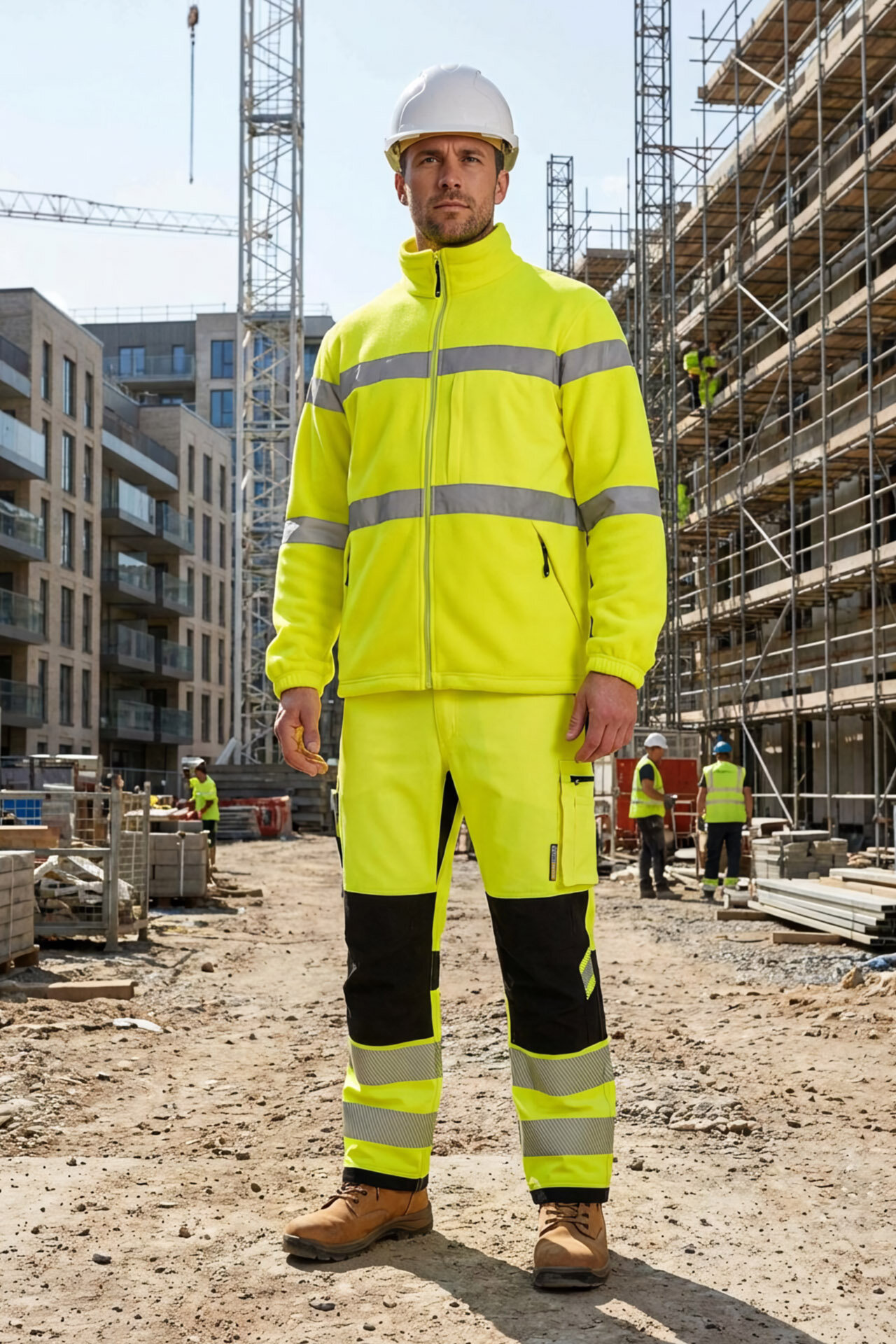 Куртка мужская юнионворквеар Хай-Вис(UNIONWORKWEAR Hi-Vis) флисовая со световозвращающими полосами сигнальная спецодежда