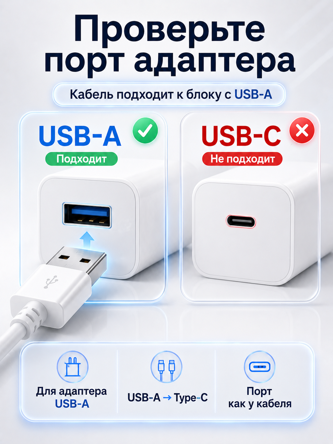 Кабель для Google Pixel 4 USB-A на Type-C, 1 м — фото 1