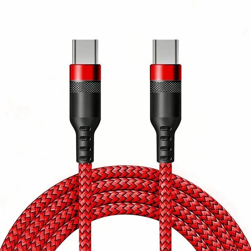 Кабель USB-C - USB-C PD 60 Вт Для Быстрой Зарядки И Синхронизации Данных Для iPhone 1m, Красный, Red