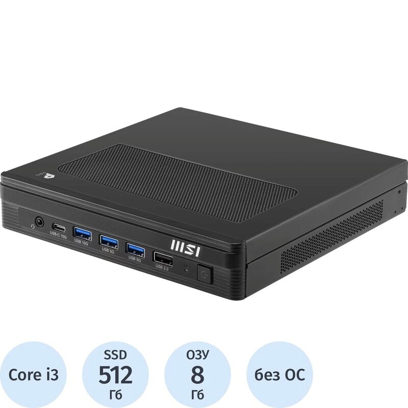 Мини ПК MSI Pro DP10 A14MG Mini (9S6-B21011-024) i3-14100/8Gb/512GB/noOS