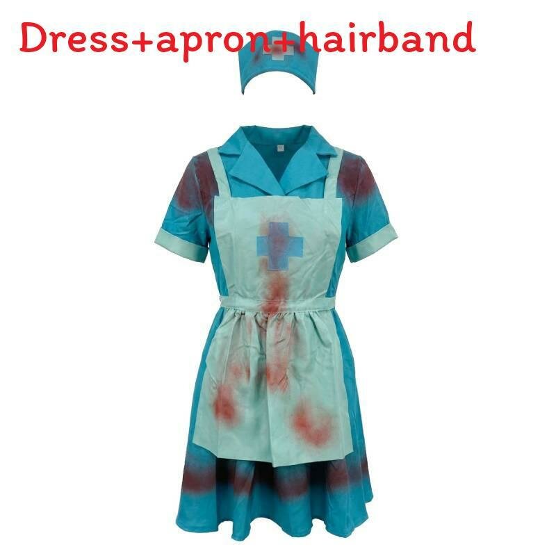 Костюм для косплея creepy nurse с кровавыми пятнами для ночи ужасов и ролевых игр блу-эм
