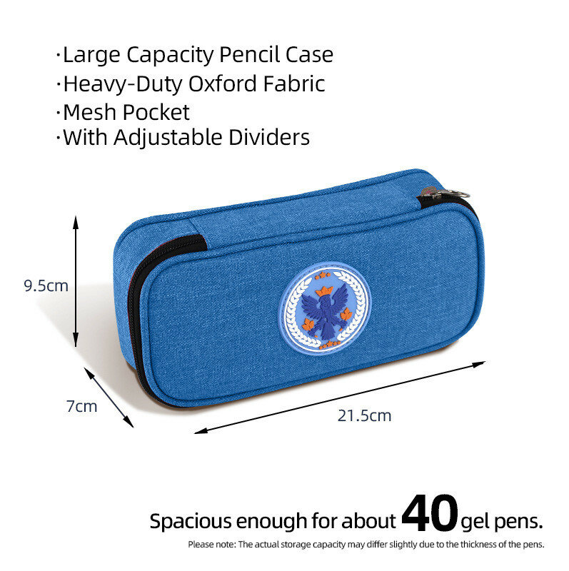 Highstyle pen storage case with waterproof oxford cloth for students and office workers, blue
