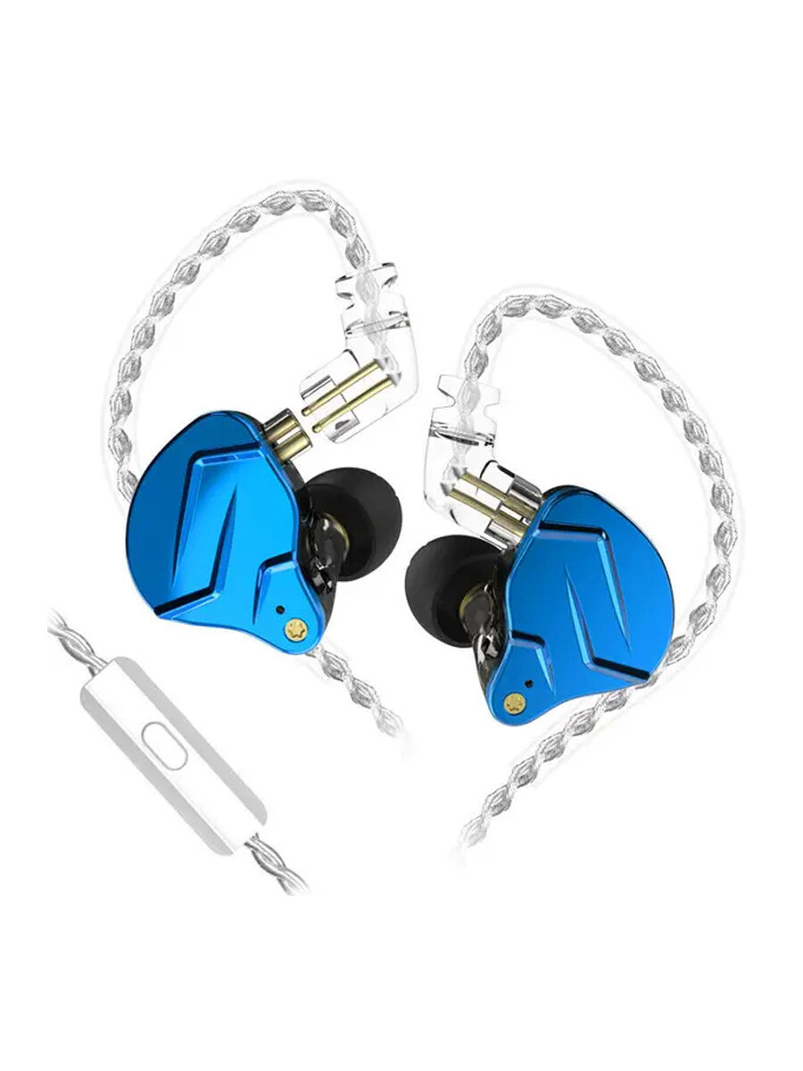 KZ ZSN Pro X с микрофоном, синий, проводные наушники