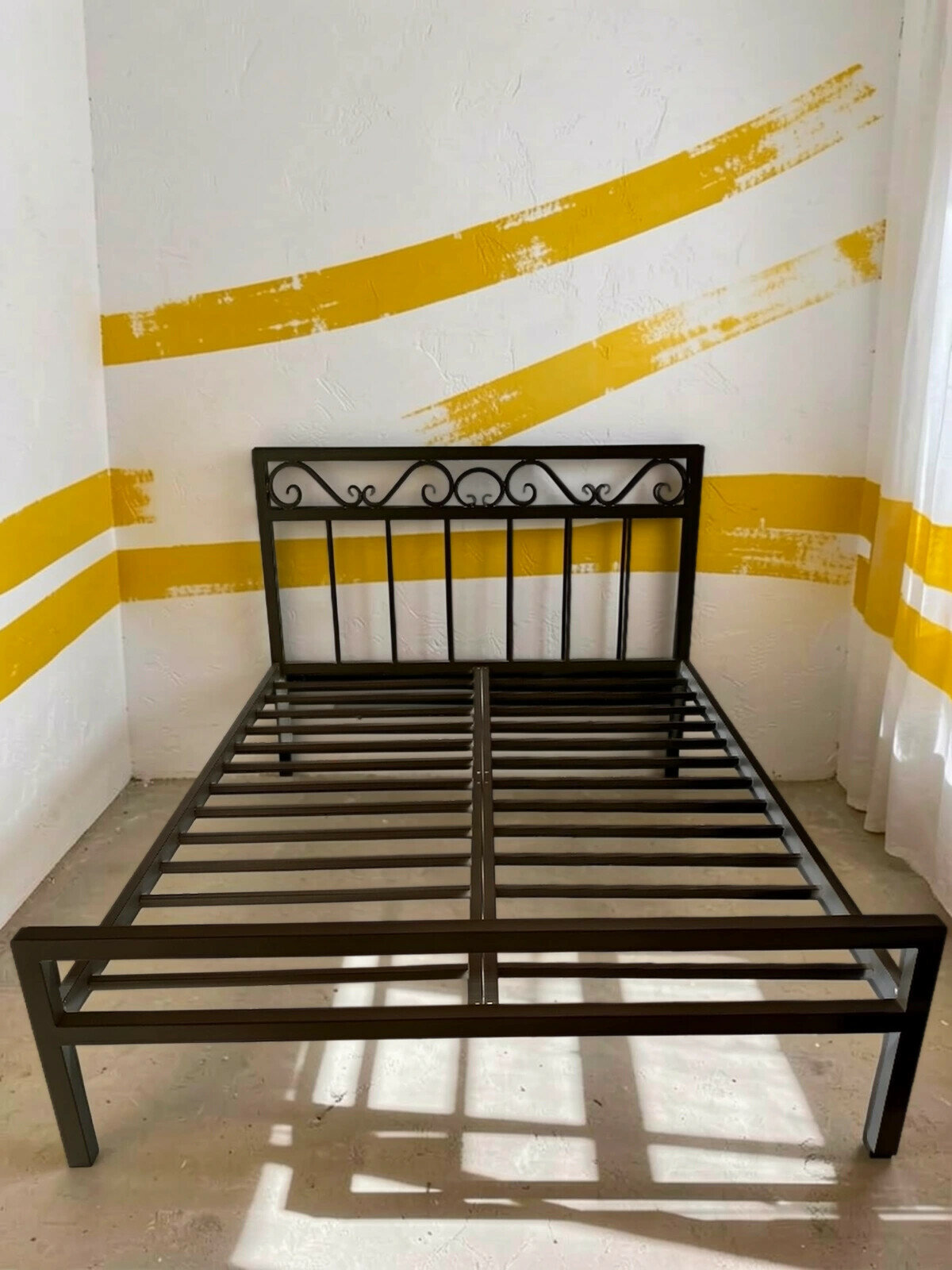 Кровать Loft Mebel "Мира", кованая, ортопедические свойства, с изголовьем и изножьем