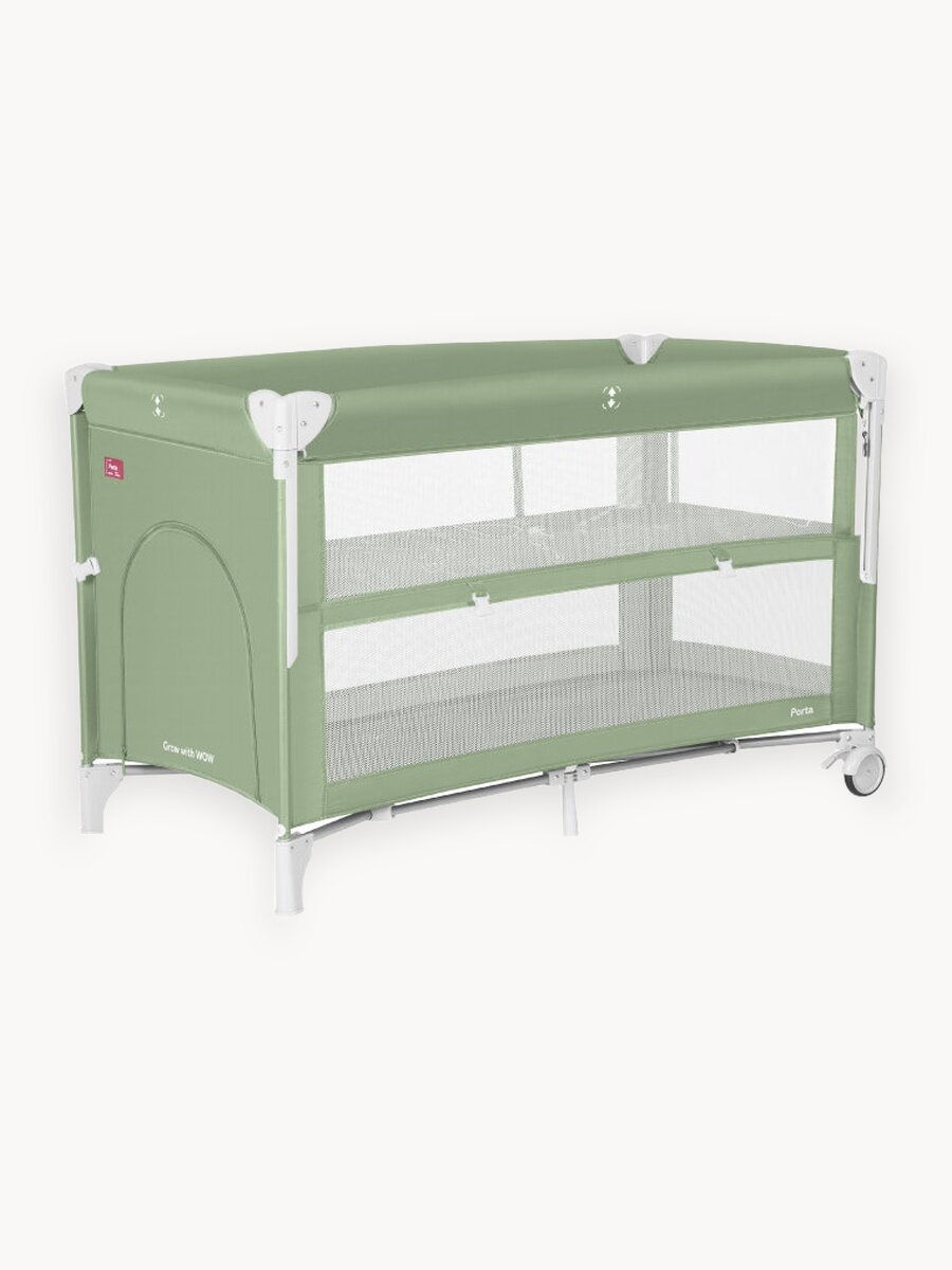 Детская кровать манеж Carrello Porta, складная, регулируемая высота, с твердым матрасом, зеленый