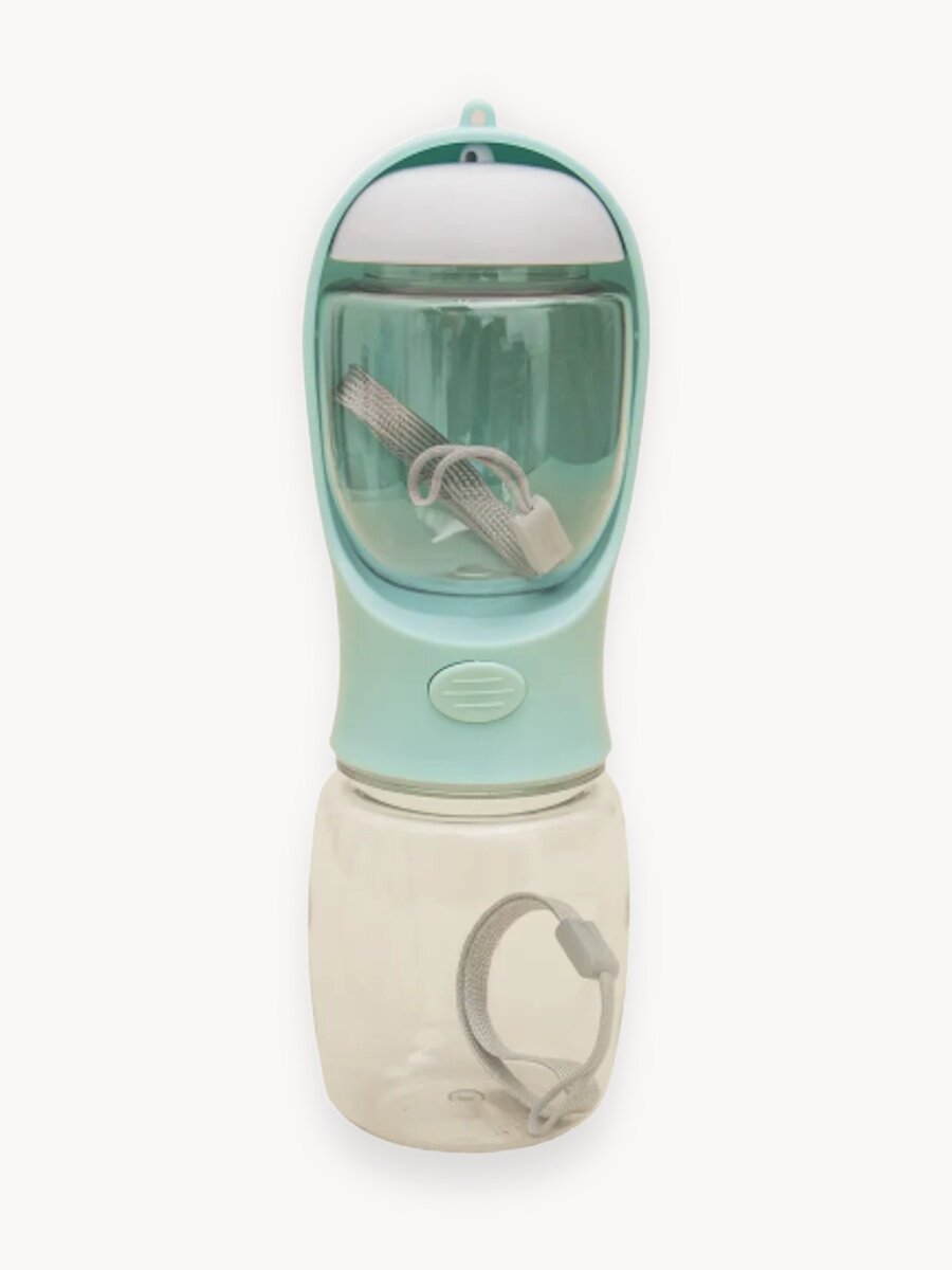 Переносная кормушка-поилка 2 в 1, для всех видов животных, ABS-пластик, светло-голубая, 350мл.