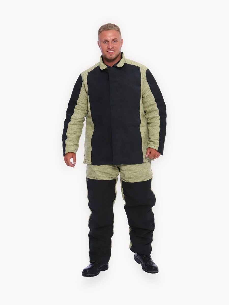 Костюм сварщика зимний, комбинированный, брезентовый, со спилком, мужской, хаки, размер 54