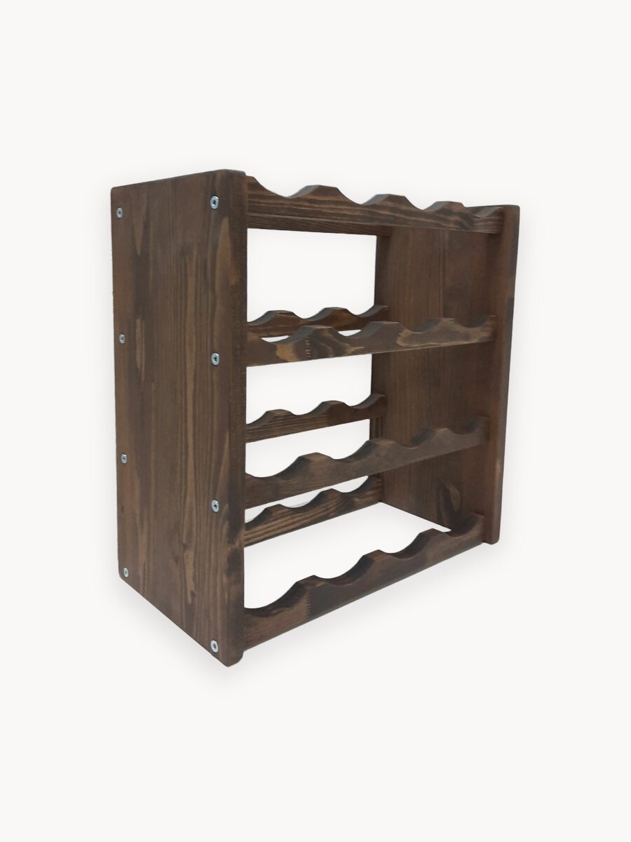 Винный стеллаж из дерева для 16 бутылок коричневый