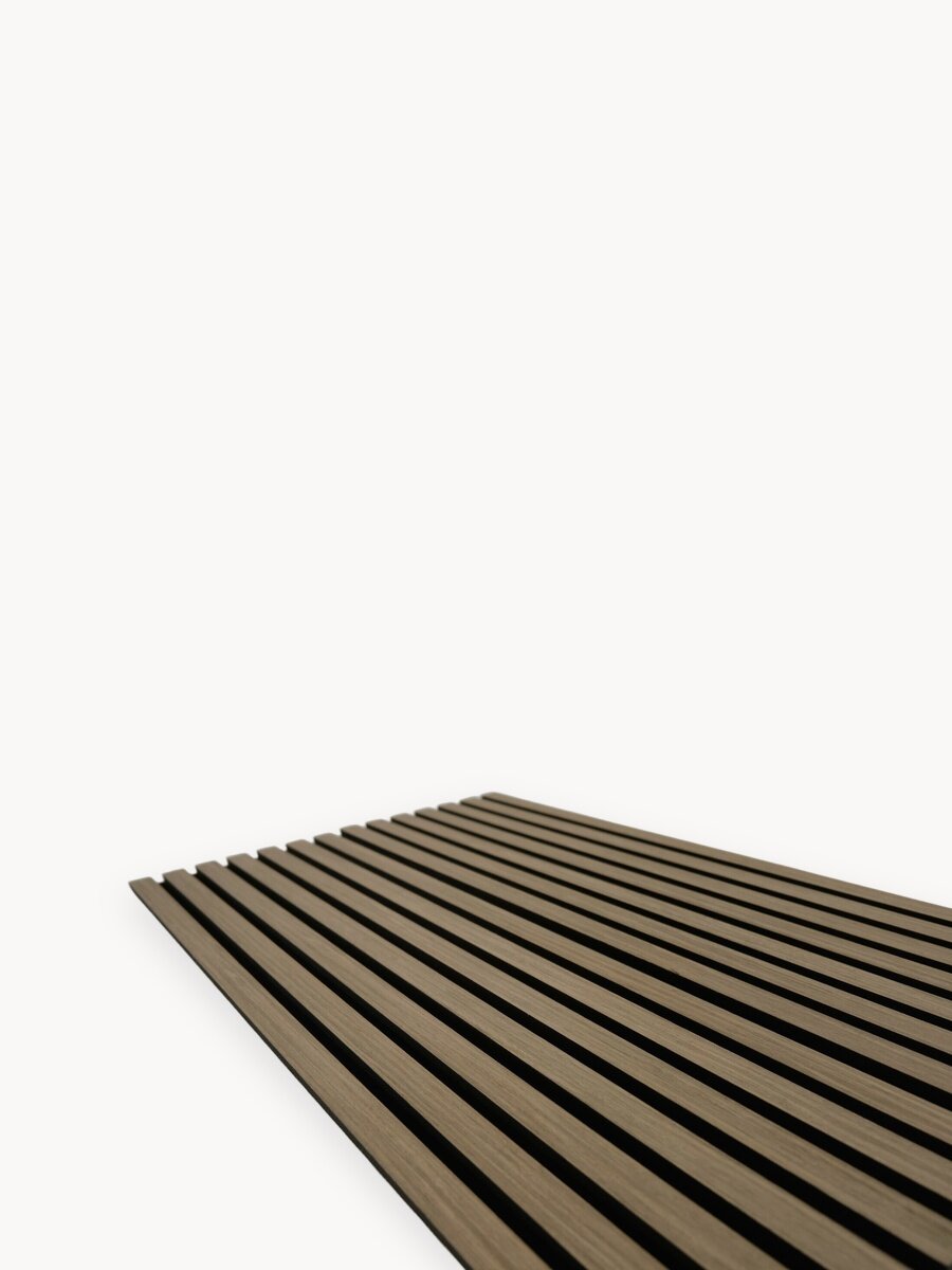 Акустические панели 2 шт. 2750х280х14мм черный войлок, МДФ, шпон дуб классик тёмный INDECO