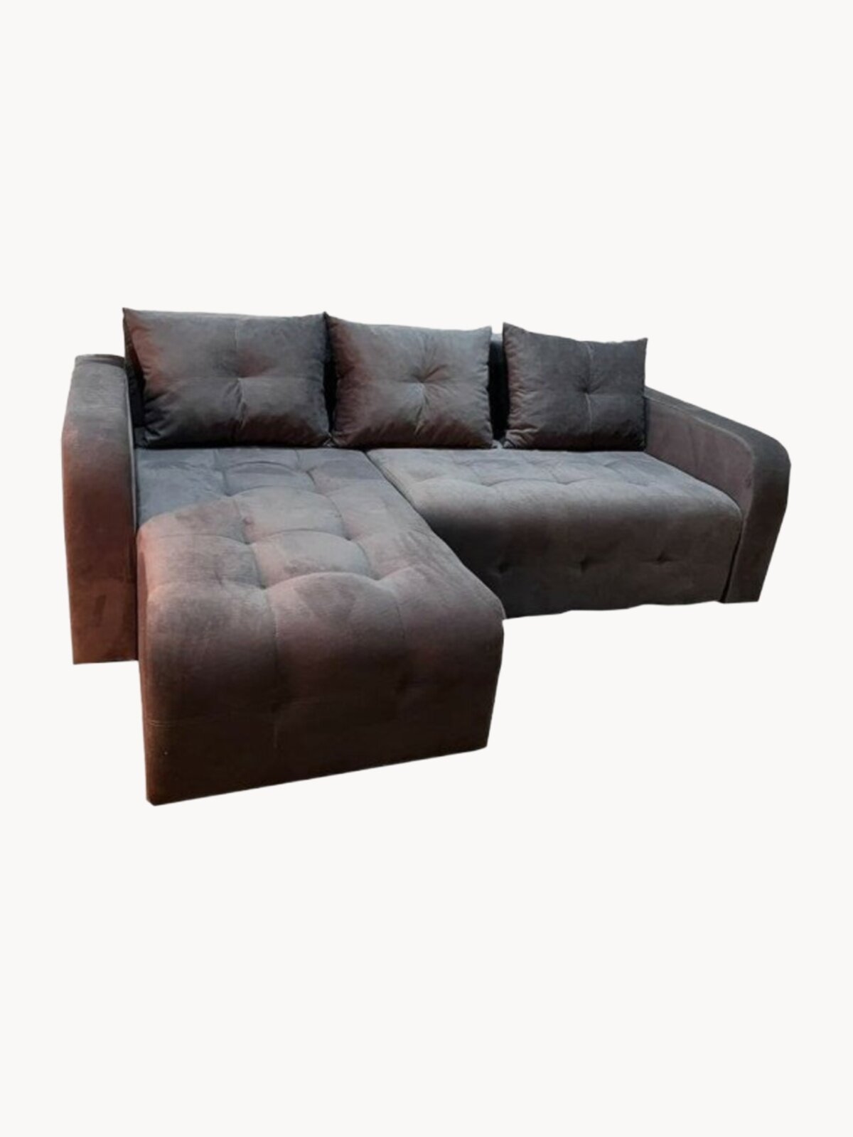 Диван угловой, диван кровать Вегас Люкс с левым углом и независимым пружинным блоком (велюр cabrio, серый)