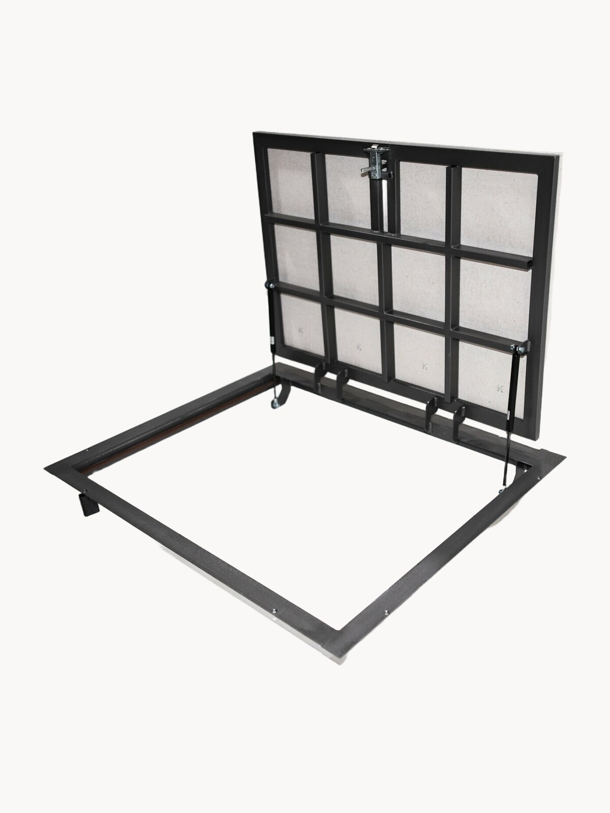 Напольный люк 1500Х900 мм под плитку и керамогранит самоподъемный невидимый с газовыми амортизаторами