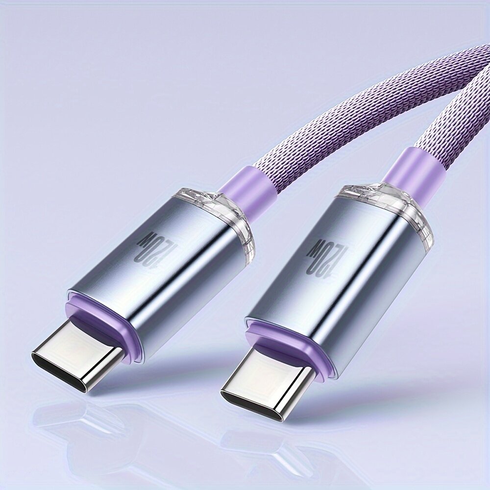Кабель USB на USB Type-C, 120 Вт, 6 А, для зарядки и передачи данных, 2 м, фиолетовый