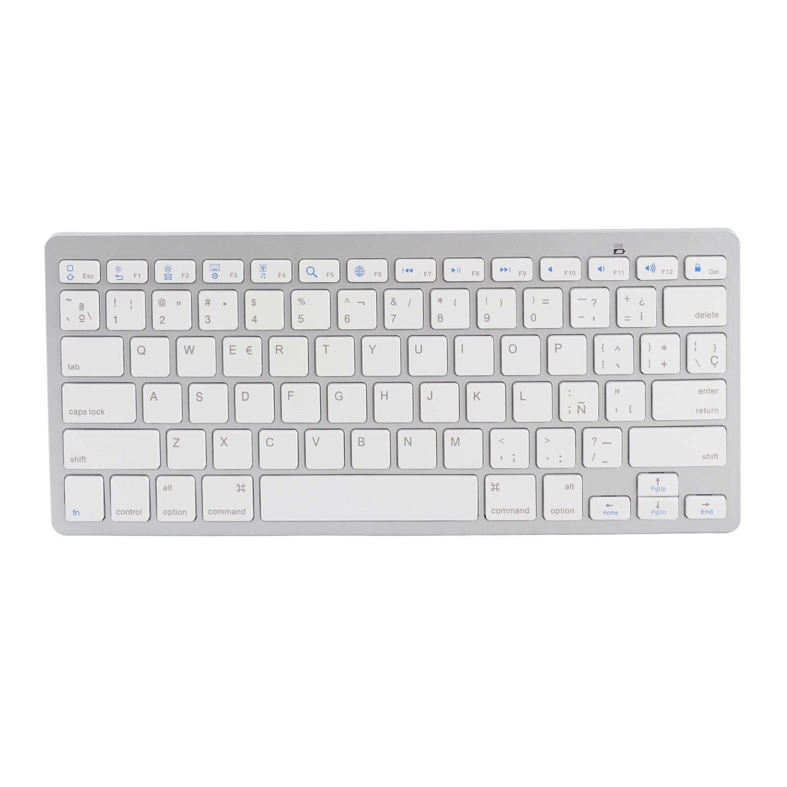 Wireless Bluetooth Keyboard Portable Compact Ultra Thin Bilingual Universal for PC Laptop Spanish QWETZ Layout