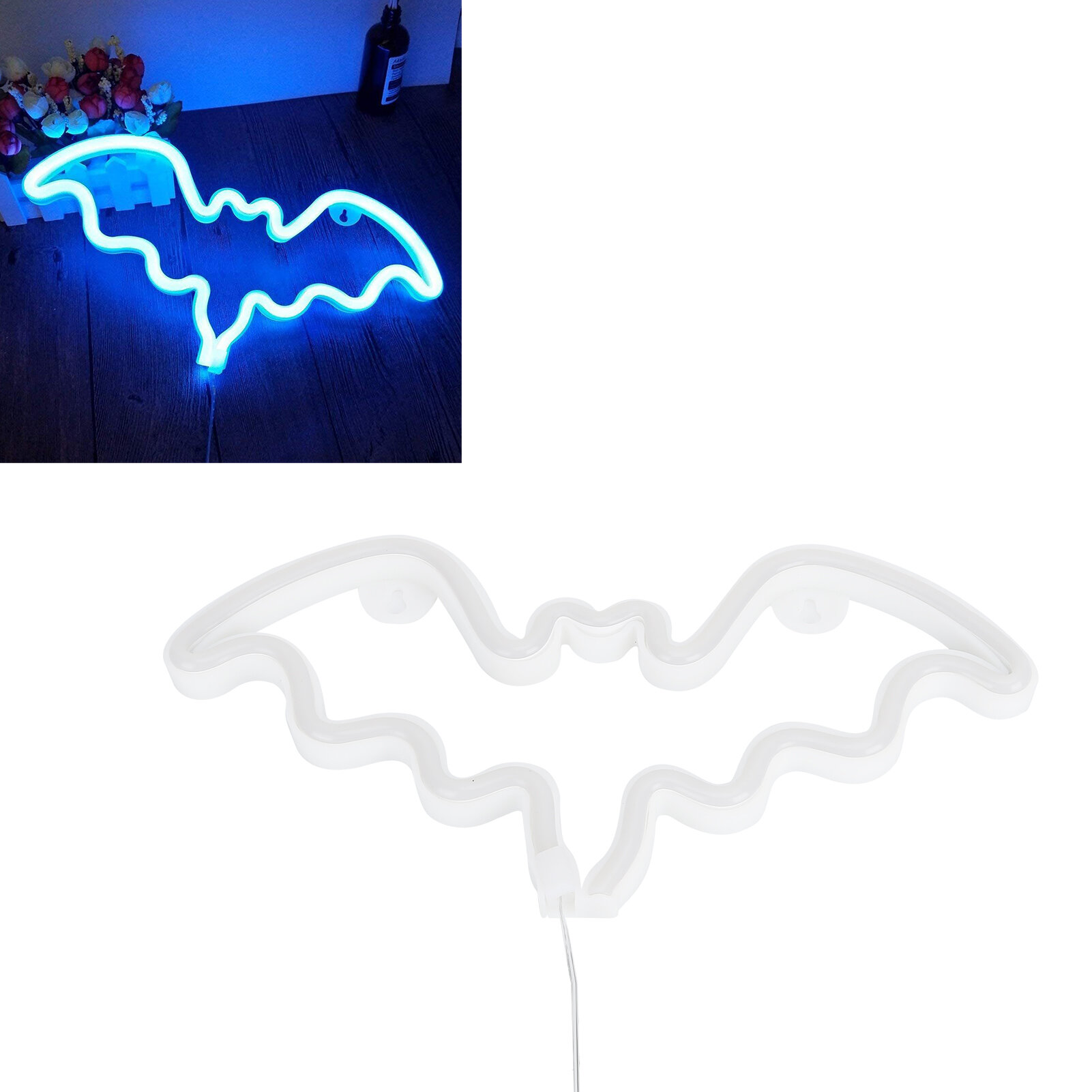 Светодиодный неоновый свет Инновационная неоновая вывеска в форме летучей мыши для украшения рождественской вечеринки Синий