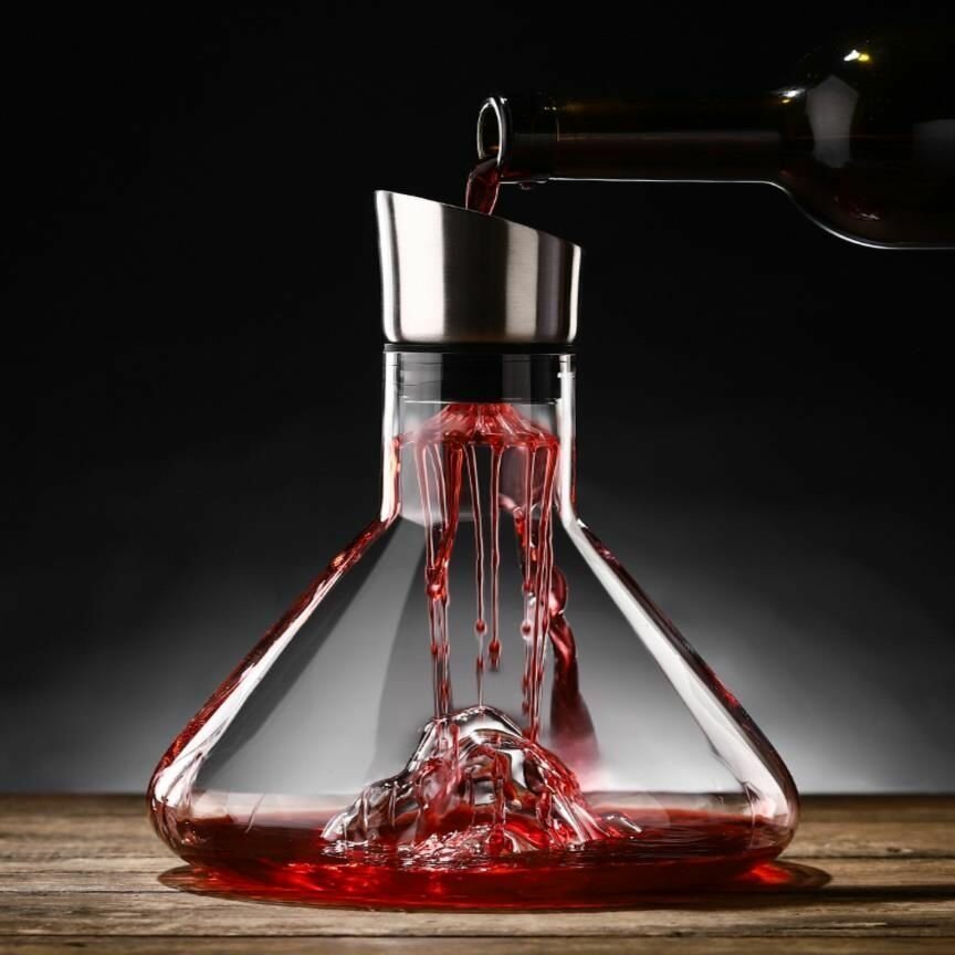 Стеклянный винный графин 1600 мл с аэратором для раскрытия вкуса и аромата, декантер с фильтром для красного вина, стильный подарок
