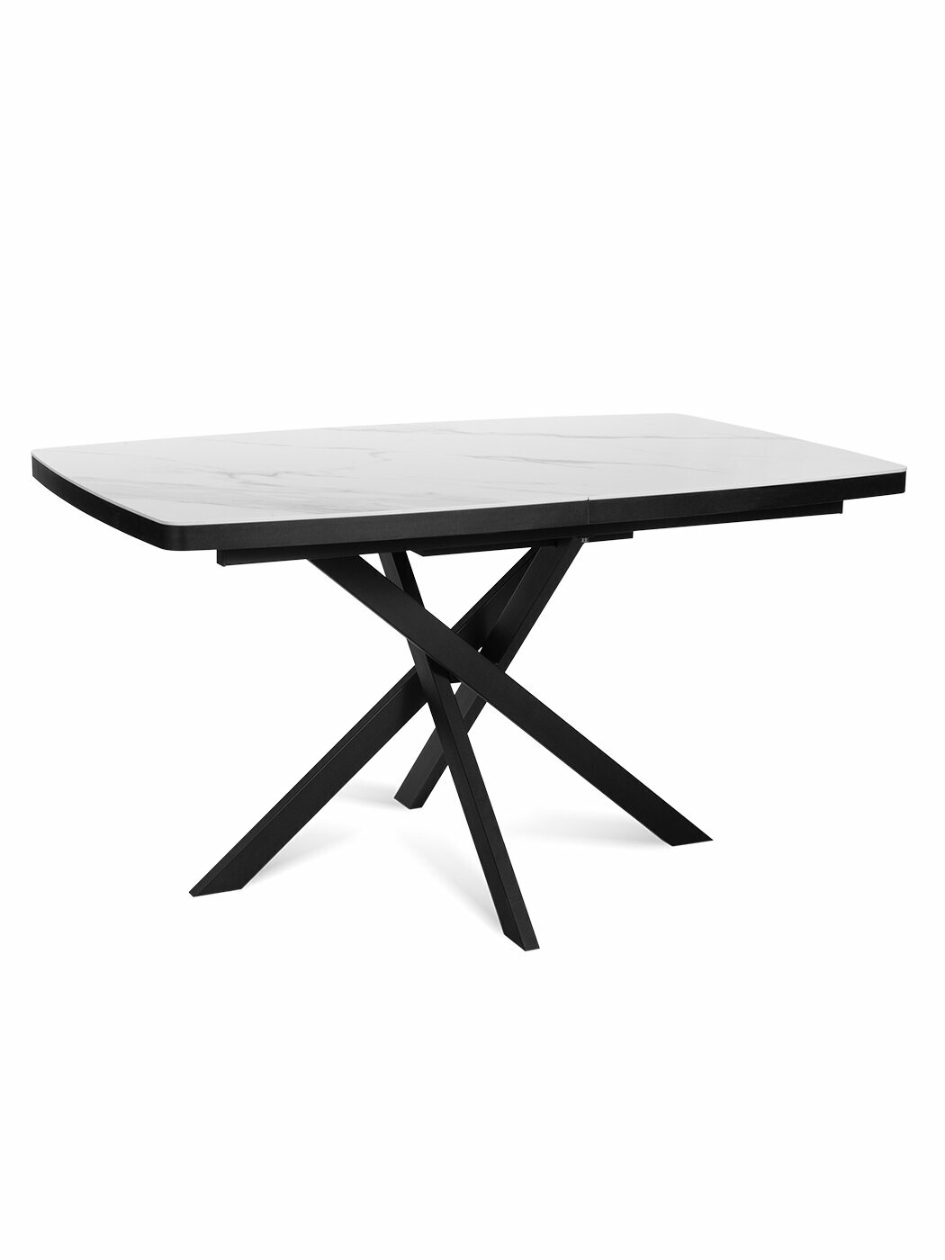 Стол керамический раздвижной DALLAS LIGHT 140 MARBLE MATT на металлокаркасе, 140(180)х85 см (керамика матовая/белый мрамор)