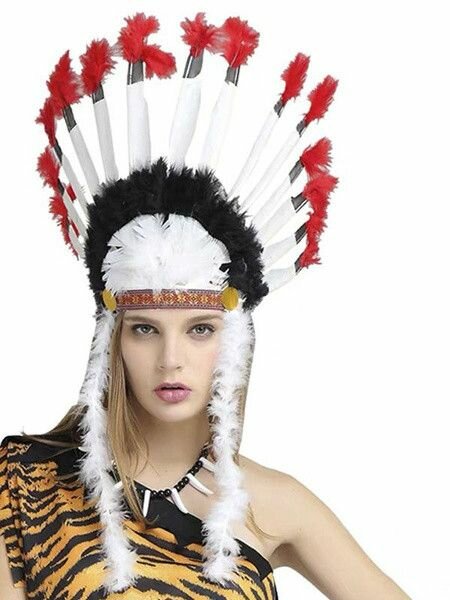 Перья индейского вождя I-Bright Company, фабричное производство, красные, белые, черные