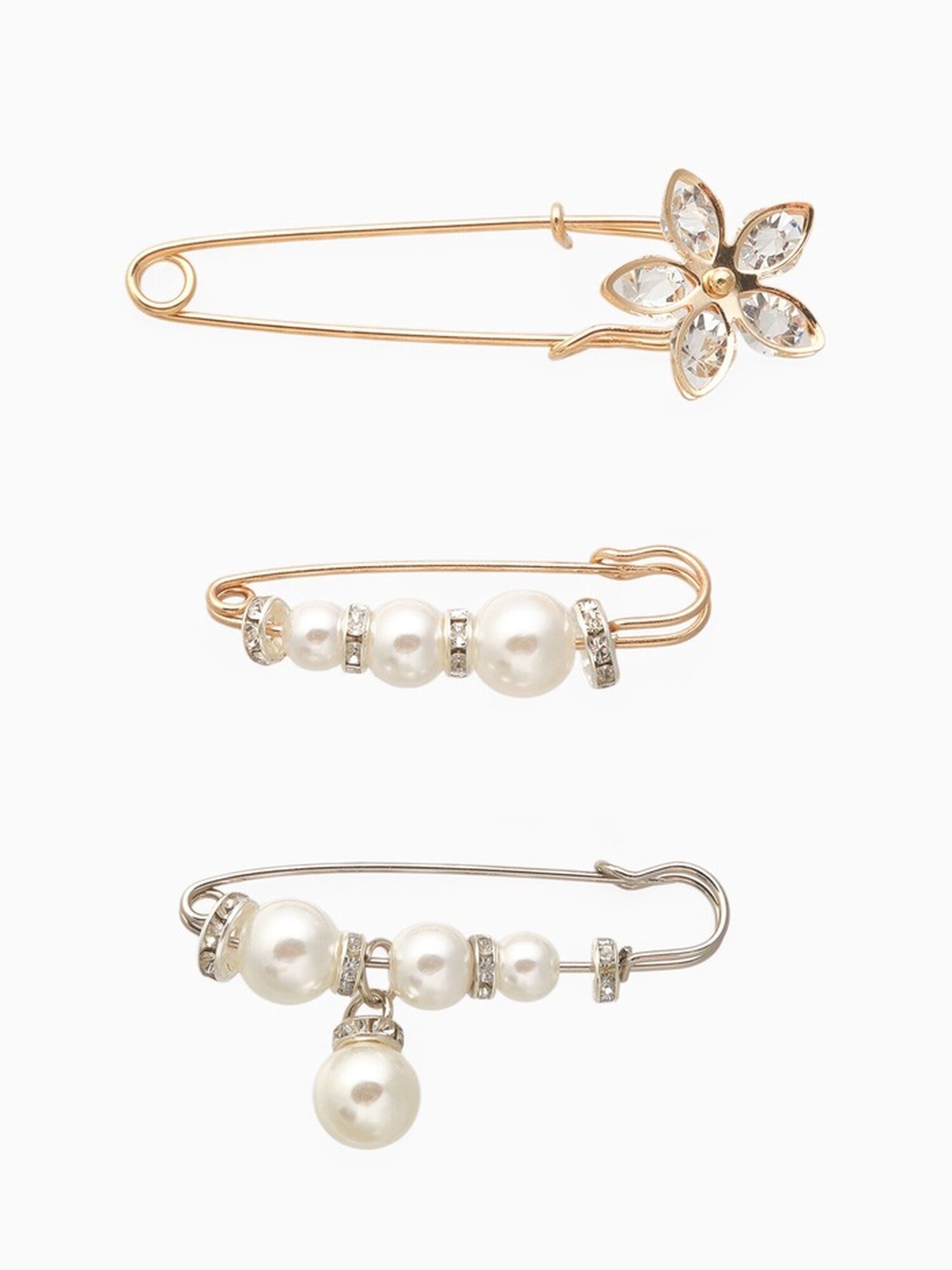 Комплект брошей, стекло, стразы, пластик