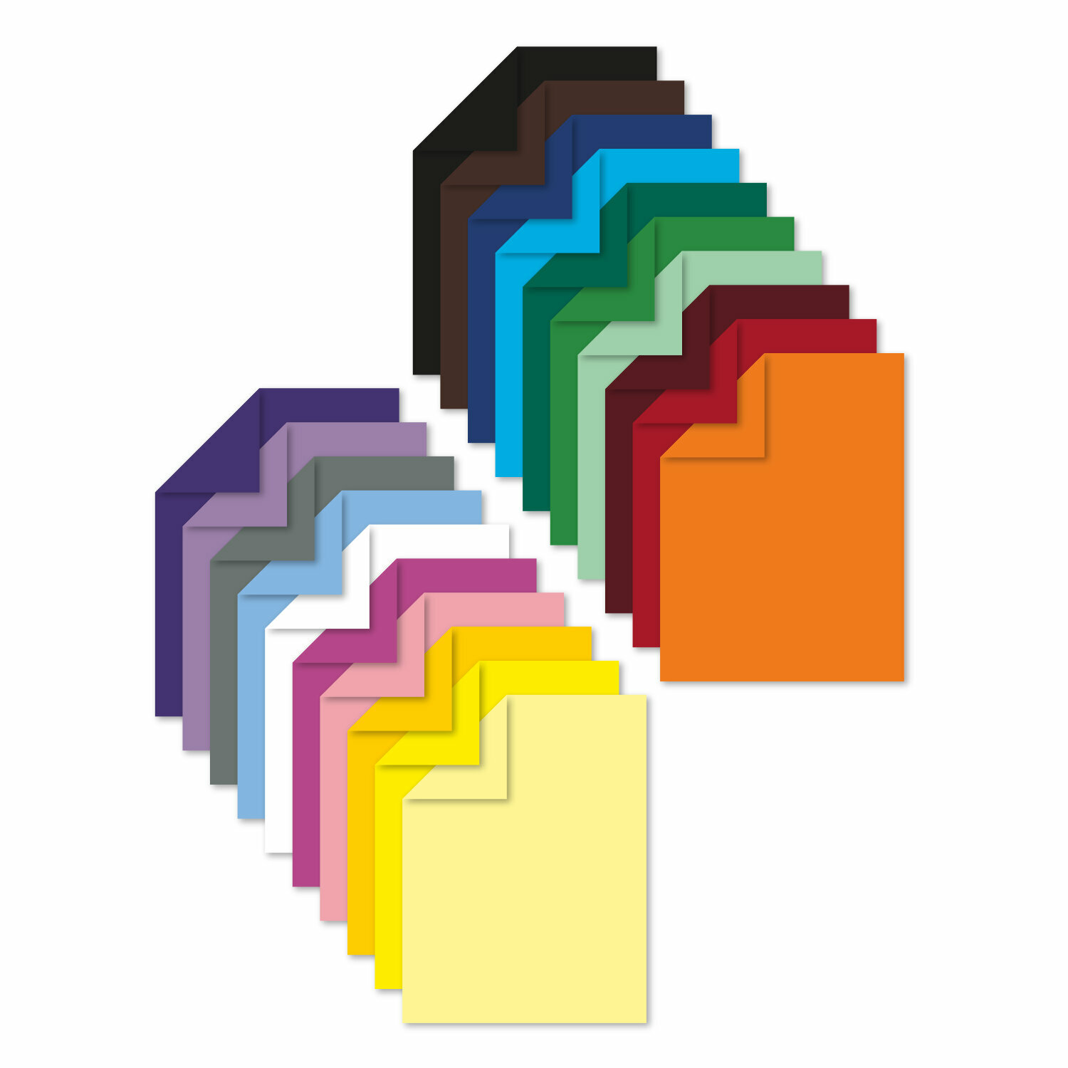 Упаковка 6 шт. Картон цветной А4 тонированный В массе, 20 листов, 20 цветов, склейка, 180 г/м2, BRAUBERG, 116342