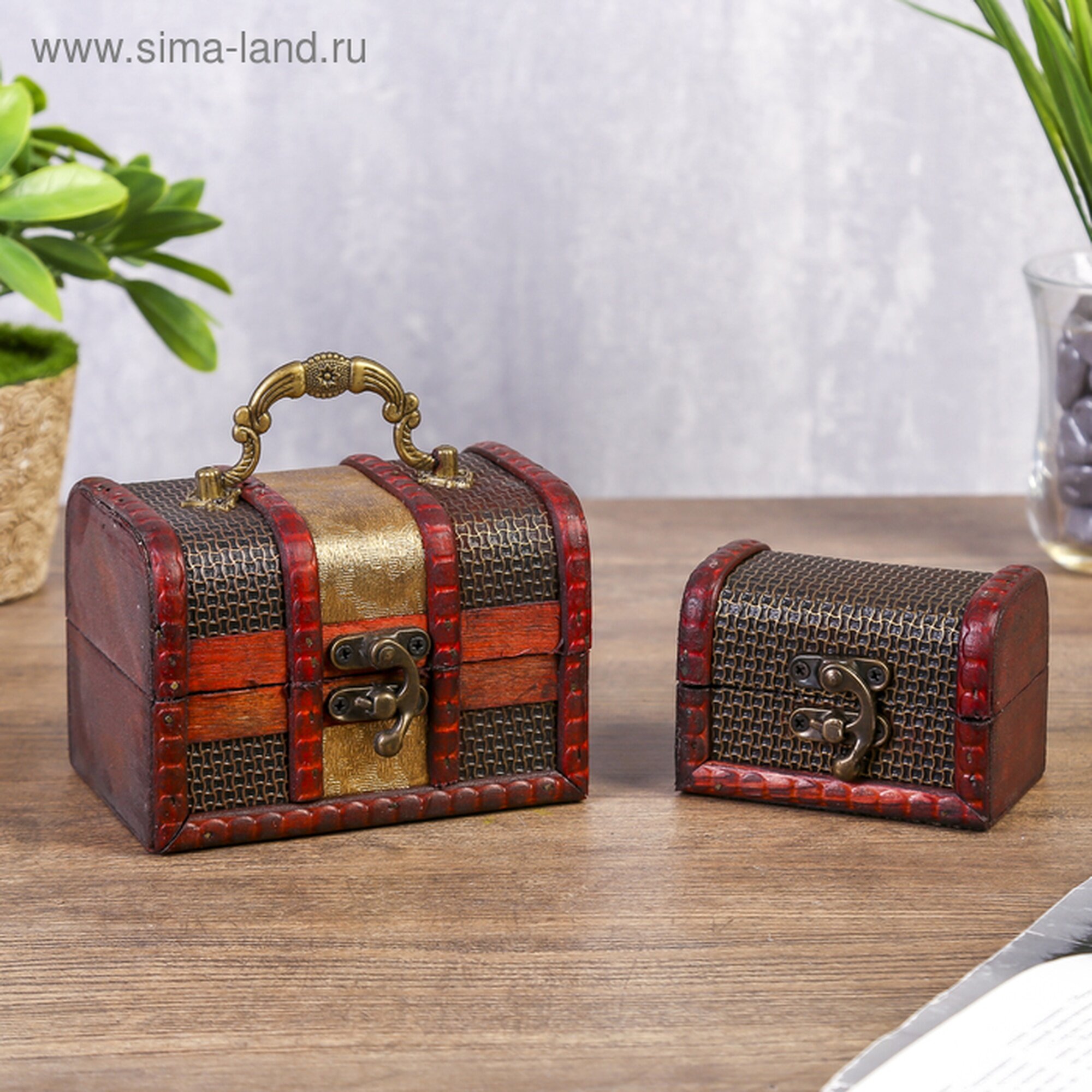 Набор шкатулок для украшений «Сундучок. Песочные часы», дерево, 2 шт.