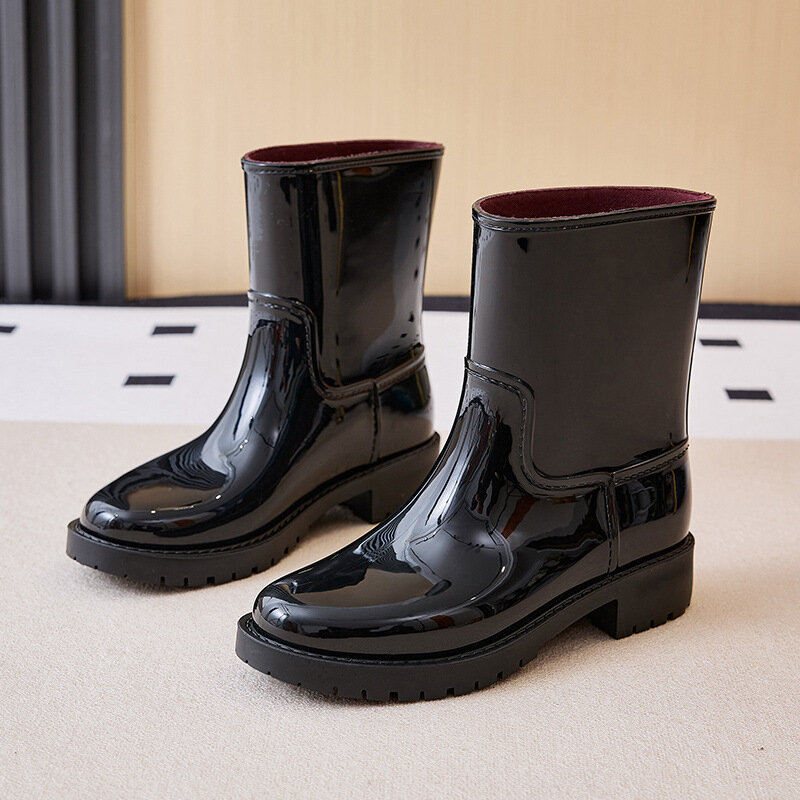 Летние полусапожки 2025 года, резиновые сапоги для женщин, средней высоты, для взрослых, модная одежда для отдыха, нескользящая, водонепроницаемая, износостойкая, мягкая подошва, резиновая обувь для кухни и работы