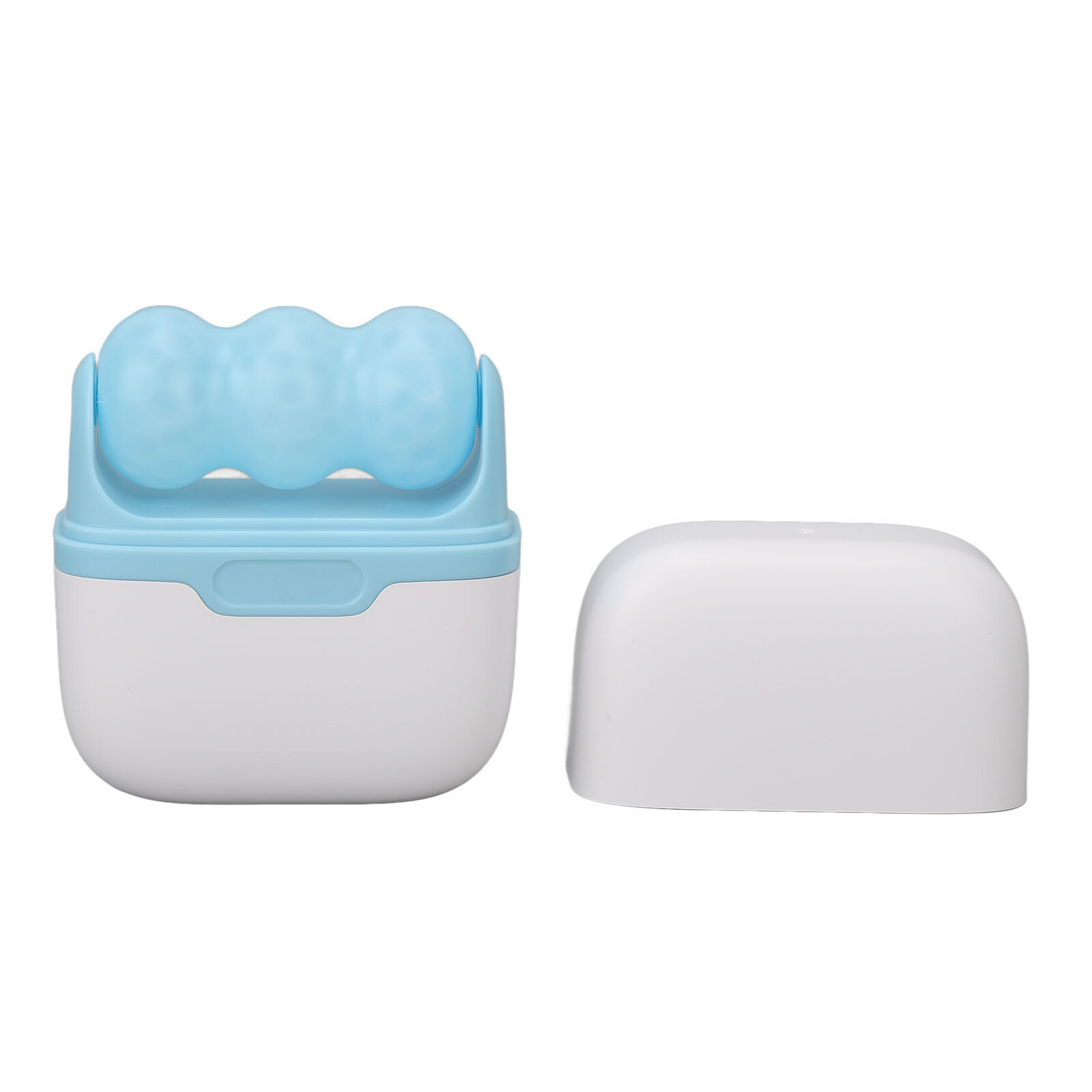 Портативный массажер для лица с двумя головками и ледяным валиком для снятия отечности вокруг глаз, синий