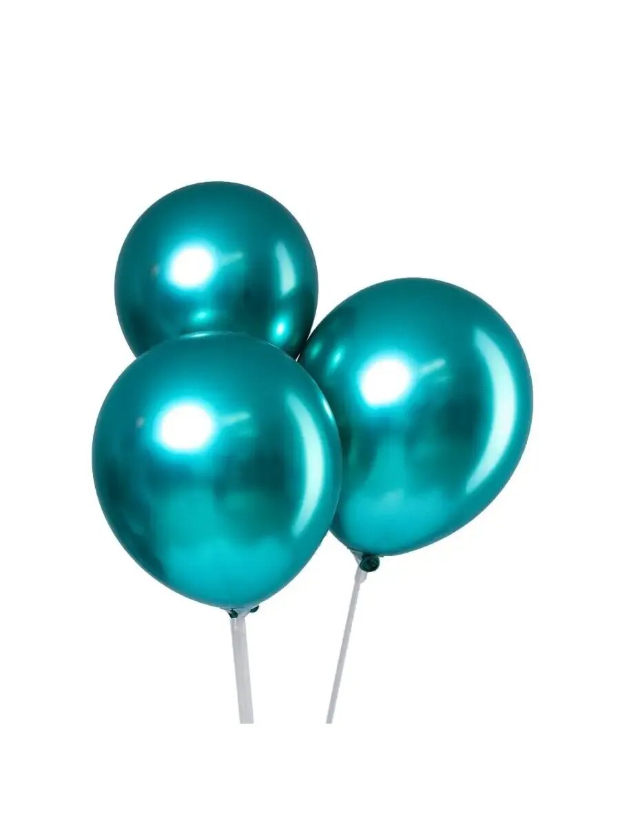 Шар латексный 12" Хром, металл, набор 50 шт, цвет зелёный