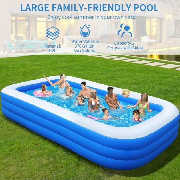 Надувной бассейн 3м с утолщенным дном, для плавания и электрическим воздушным насосом 300X172X52 CM