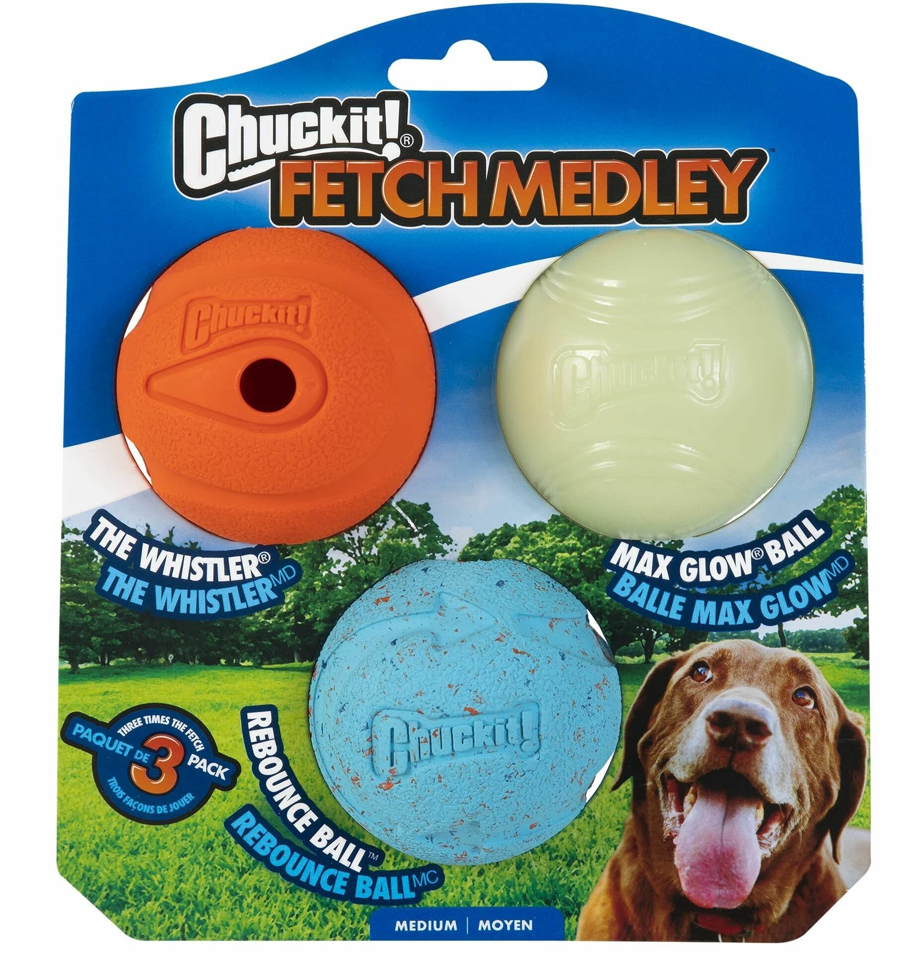 Чакит! Набор игрушек для собак Fetch Medley Ball, средний (6,4 см), 3 шт. в упаковке 0