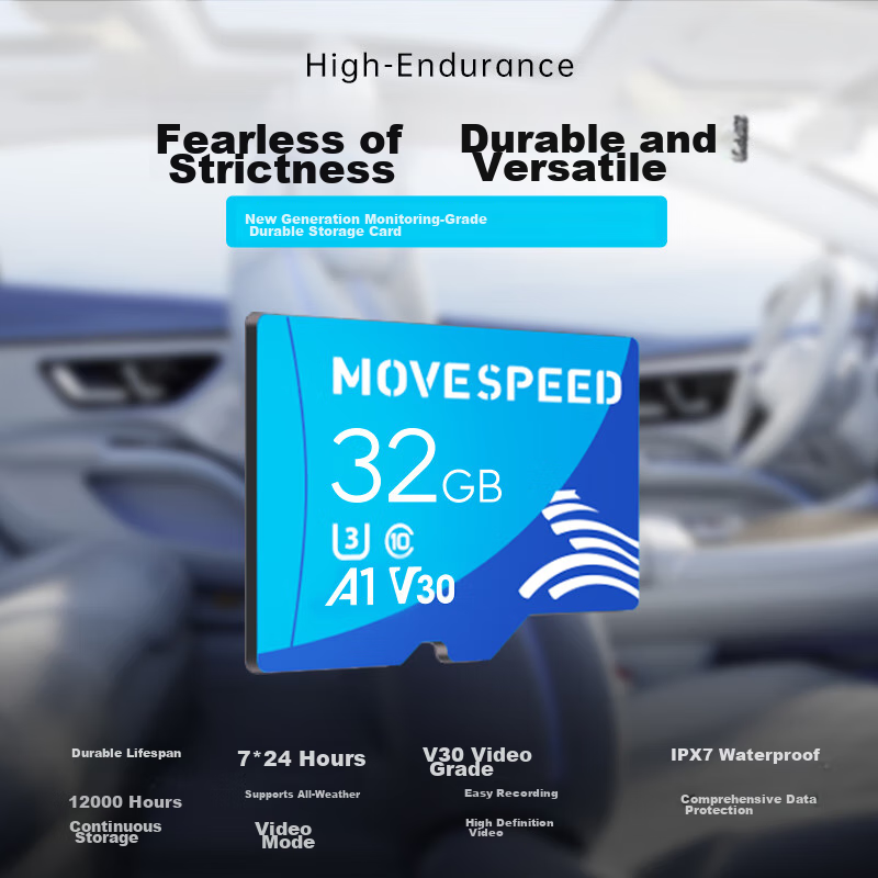 MOVE SPEED 32GB TF (MicroSD) Memory Card U3 V30 4K Storage Card for Dash Cam, Surveillance Camera, Smartphone, Tablet, And Camera High-Speed Version