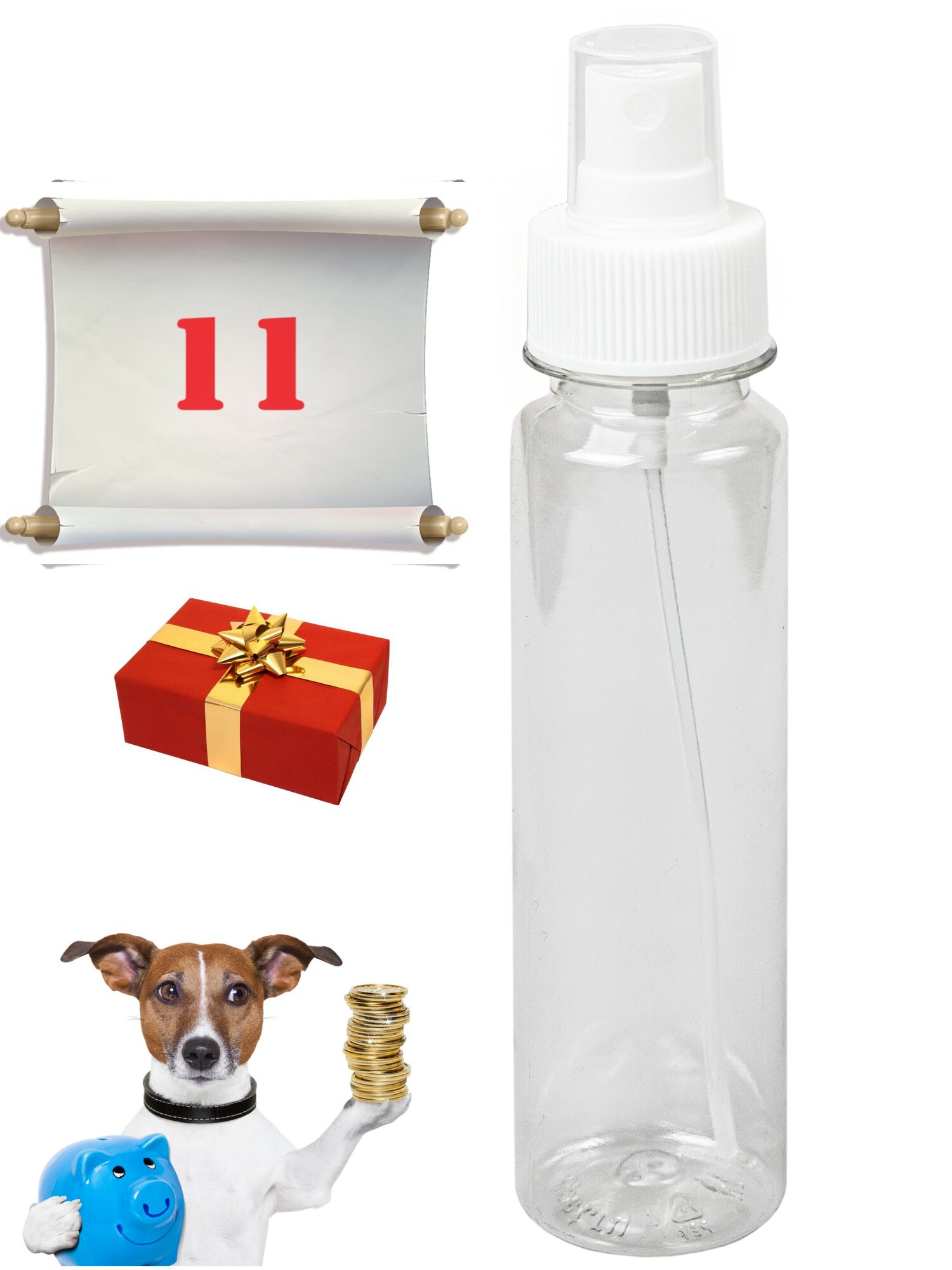 Флаконы пластиковые 100мл. Прозрачные с распылителем. 28мм. 10 шт.