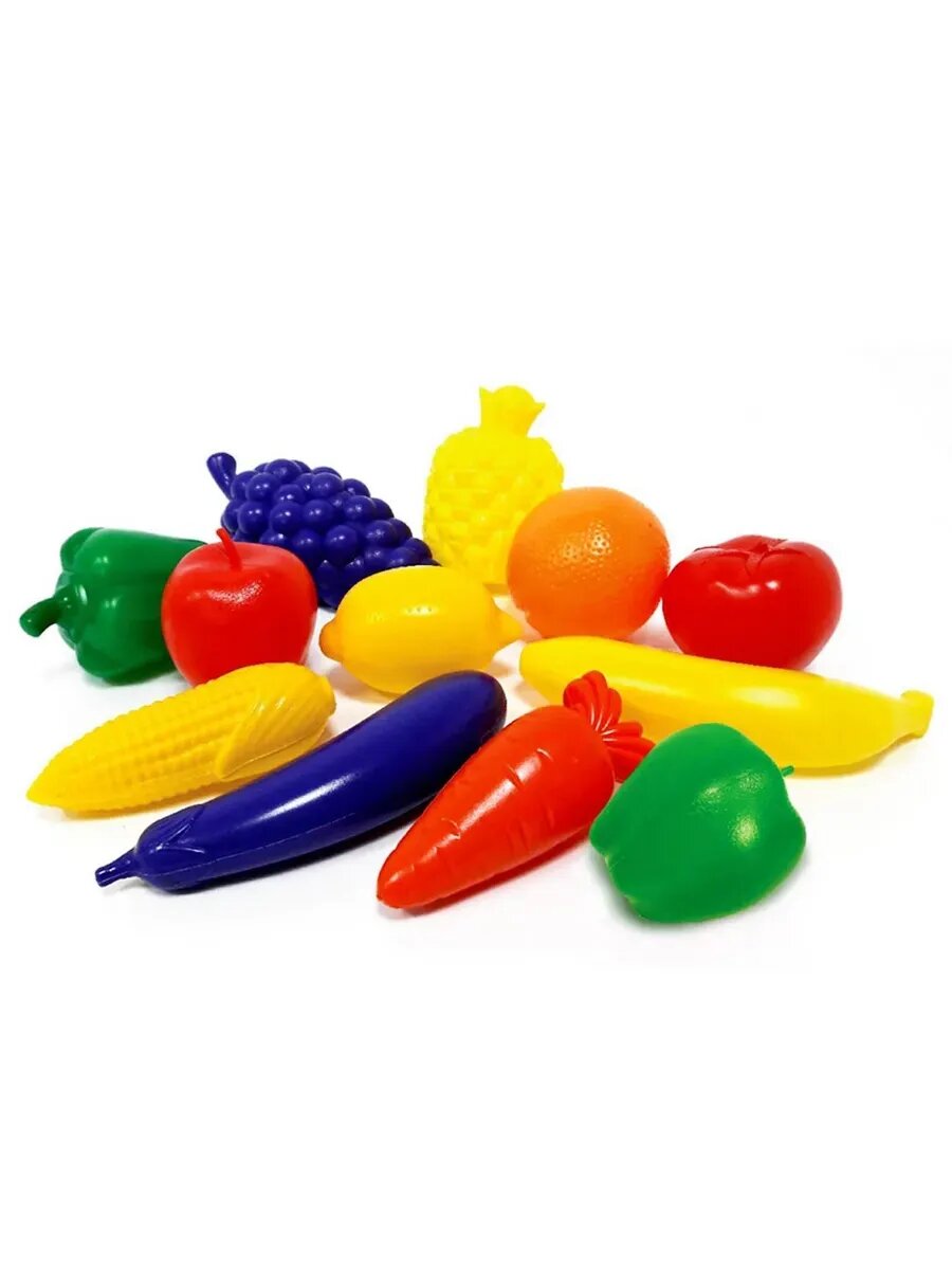 Игровой набор для детей Овощи, фрукты, 12 штук, цвета микс