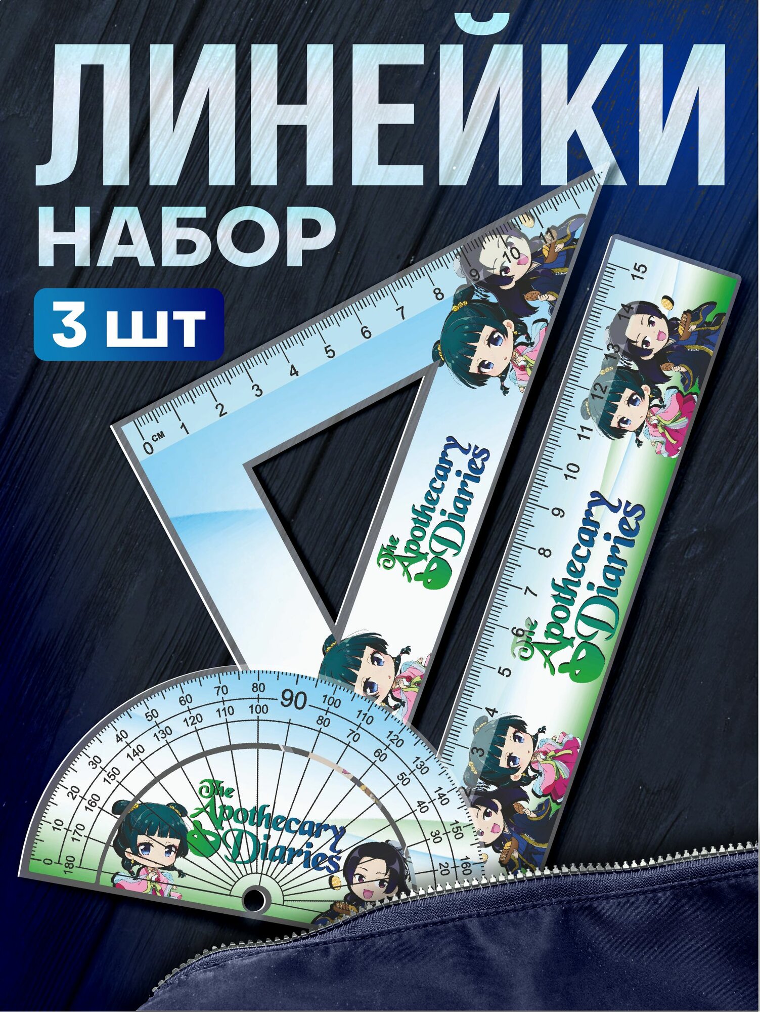 Канцелярия для школы набор линеек Монолог фармацевта аниме