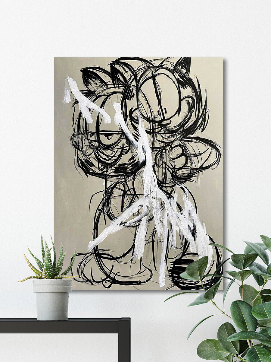 Поп арт картина / Граффити - Гарфилд, современное искусство, 50х70 см.