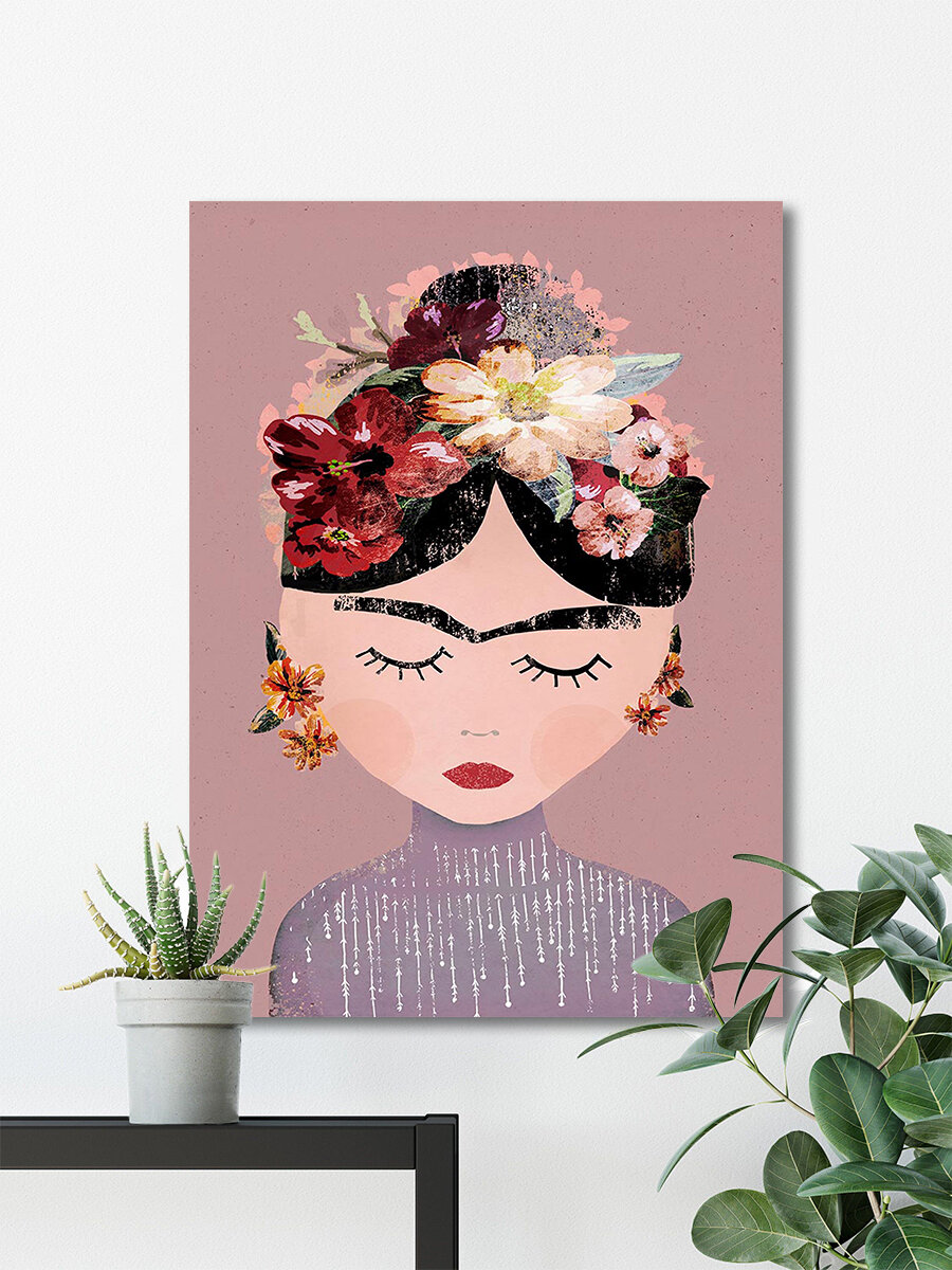 Картина на стену для интерьера - "Фрида Кало девушка лицо абстракция" , 20х30 см.
