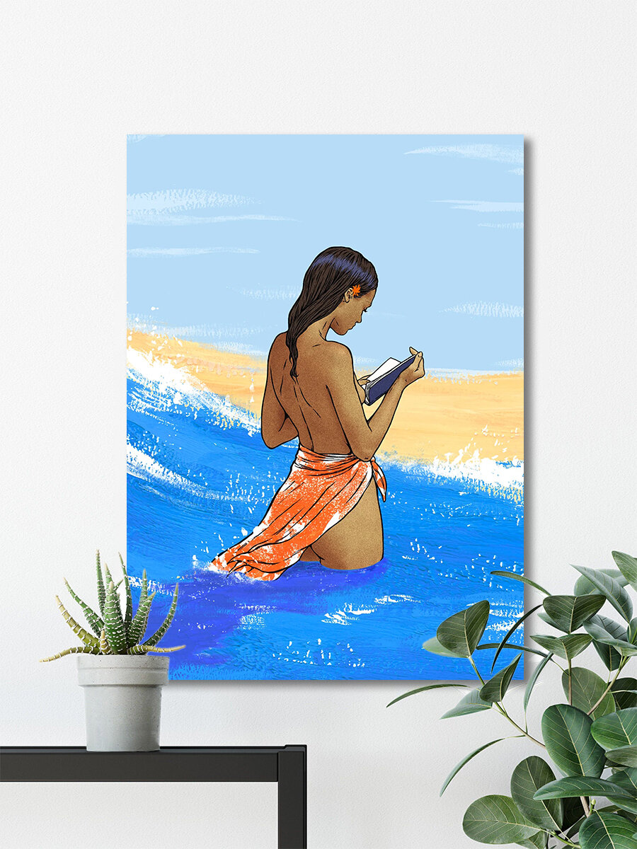 Картина интерьерная - "Девушка на пляже" , 40х60 см.